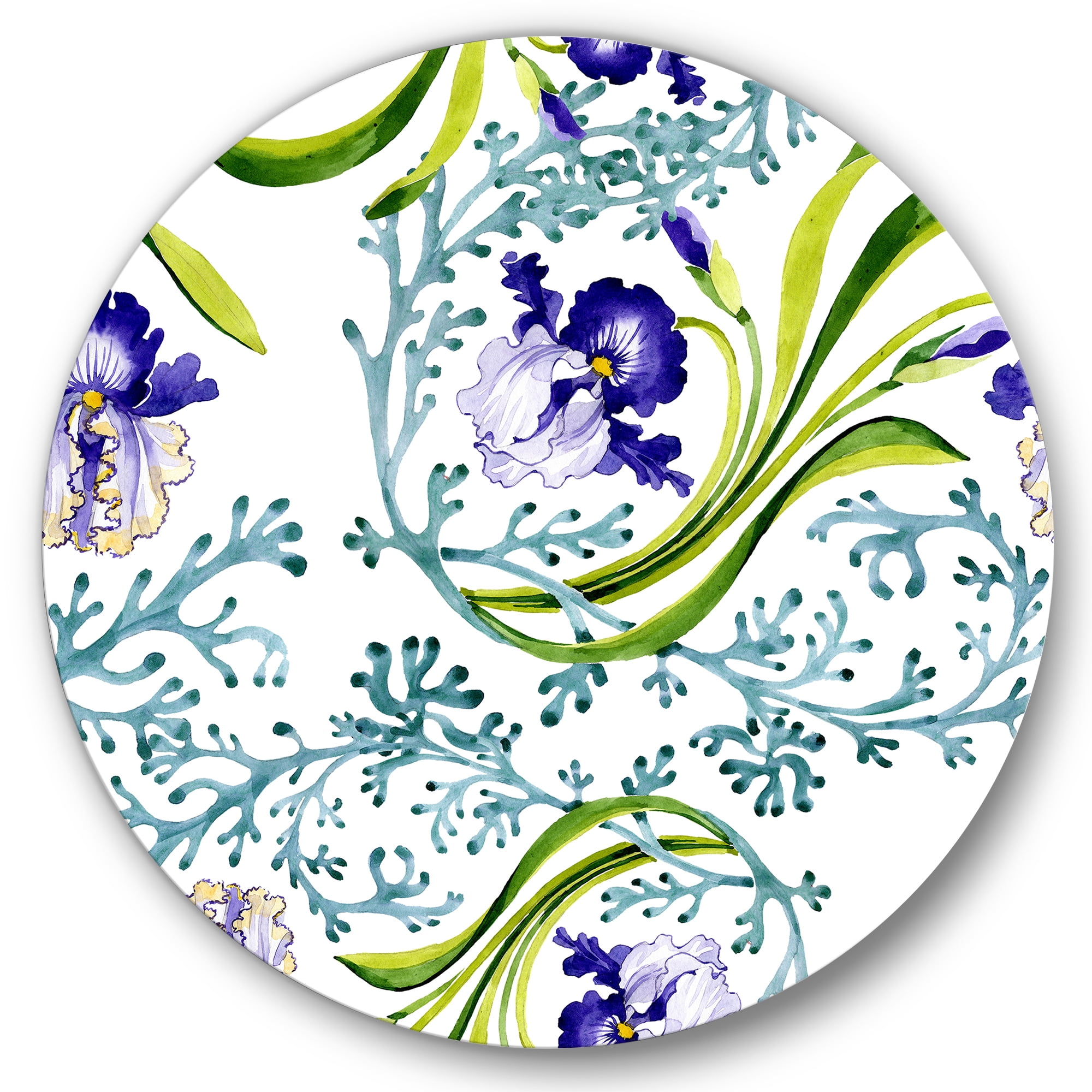 Designart 'Abstract Blue Iris With Wild Spring Leaves' Traditional ...