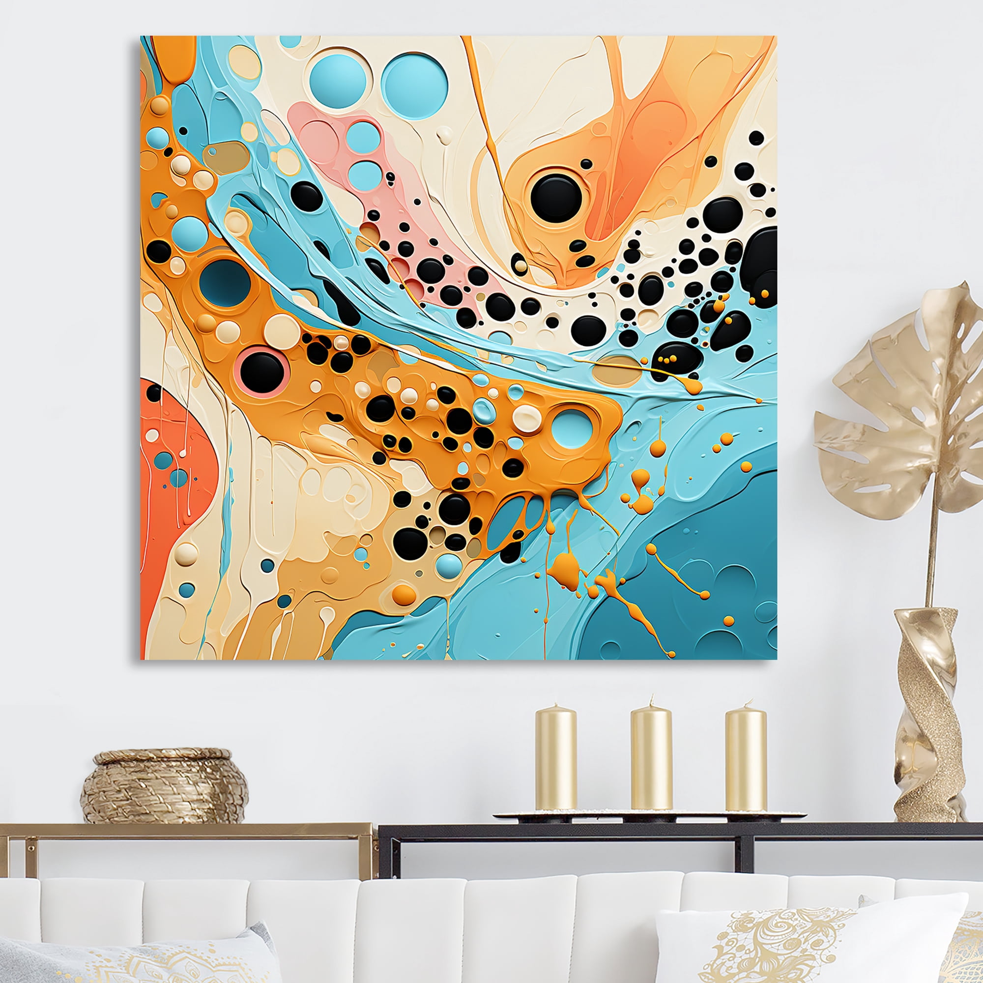 Designart "Abstract Blue and Pink Pop Fusion III" Fashion Wall Art ...