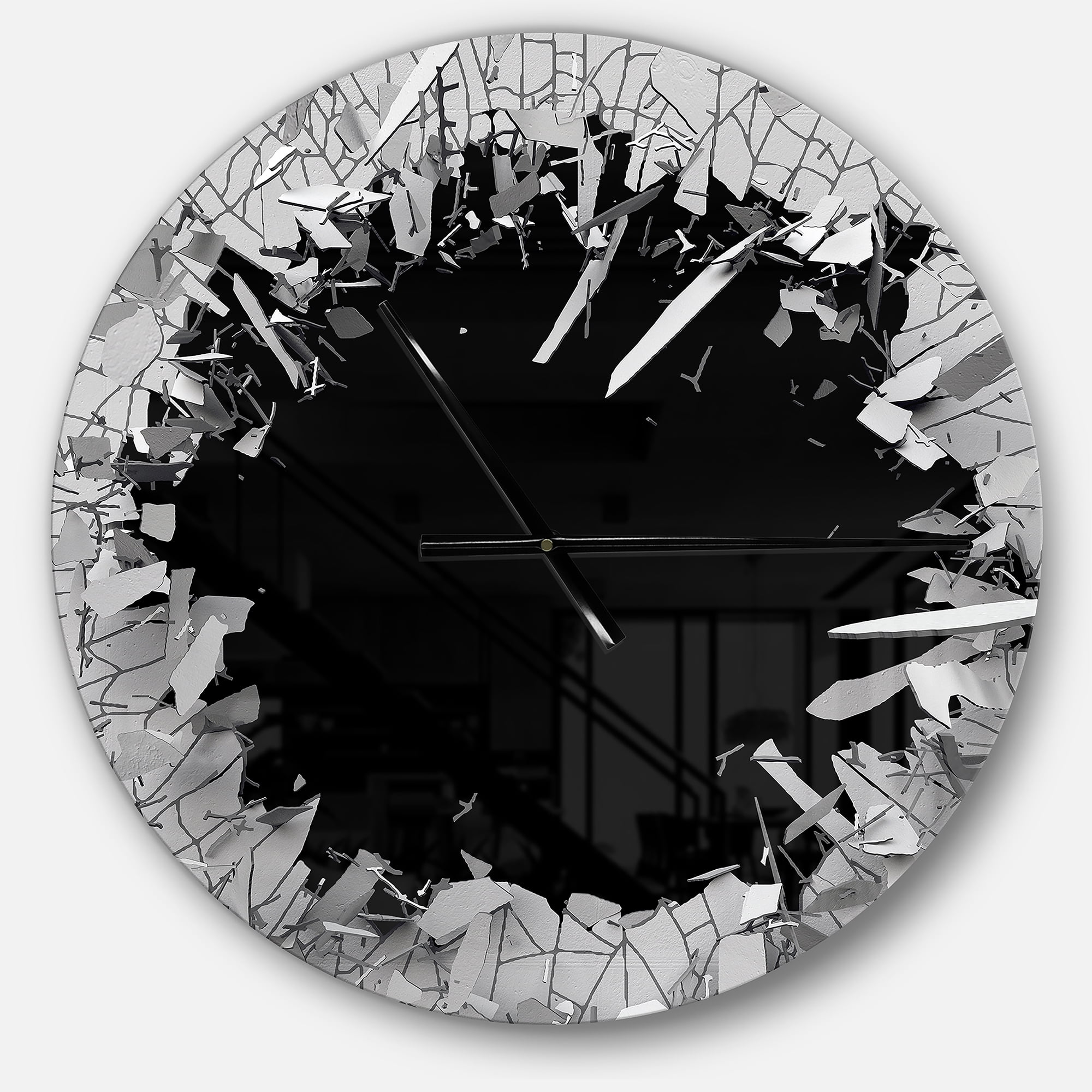 Art Abstract Broken Wall 3D Metal Wall Clock - Walmart.com