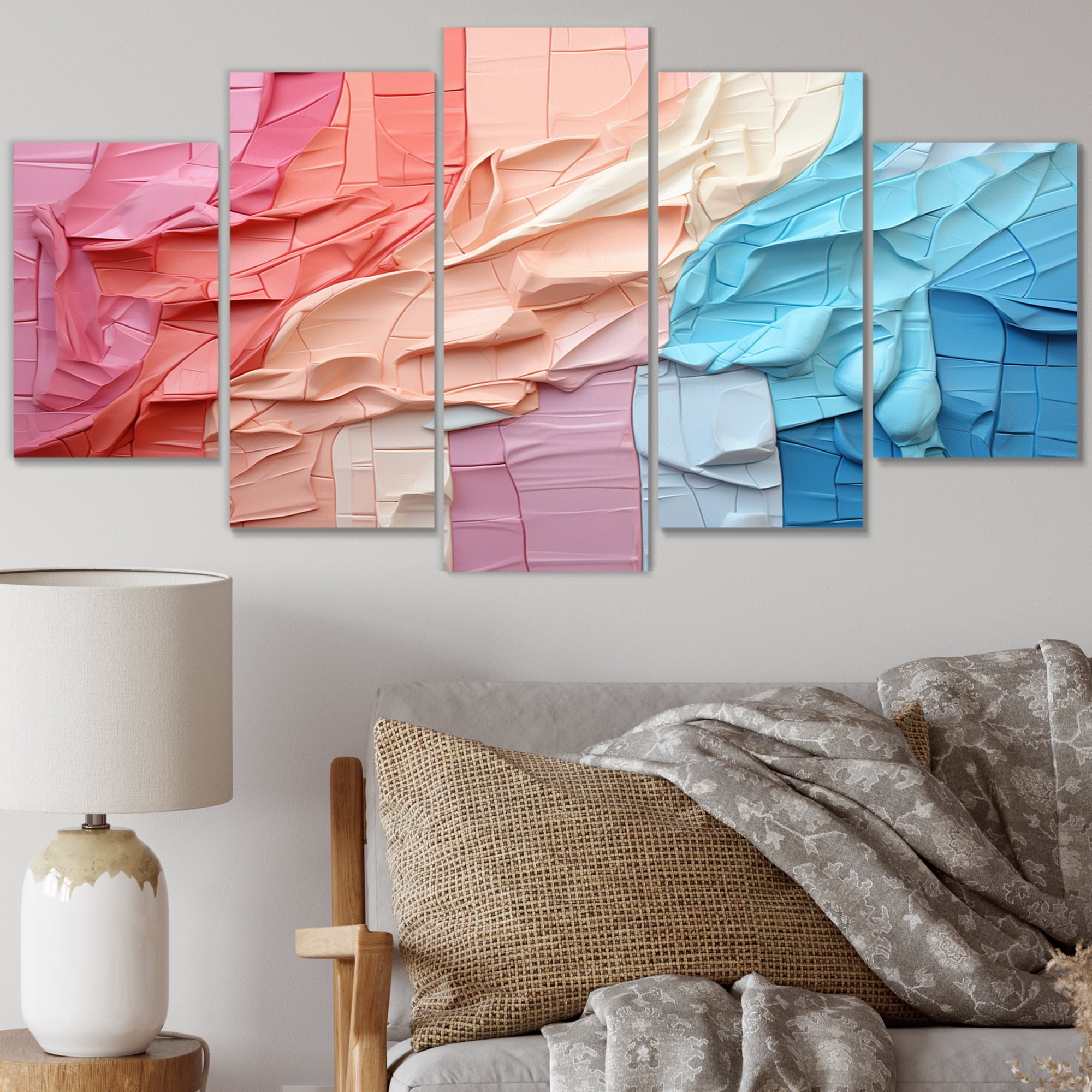 Designart "Abstract Collage I" Abstract Collages Metal Wall Art Set ...