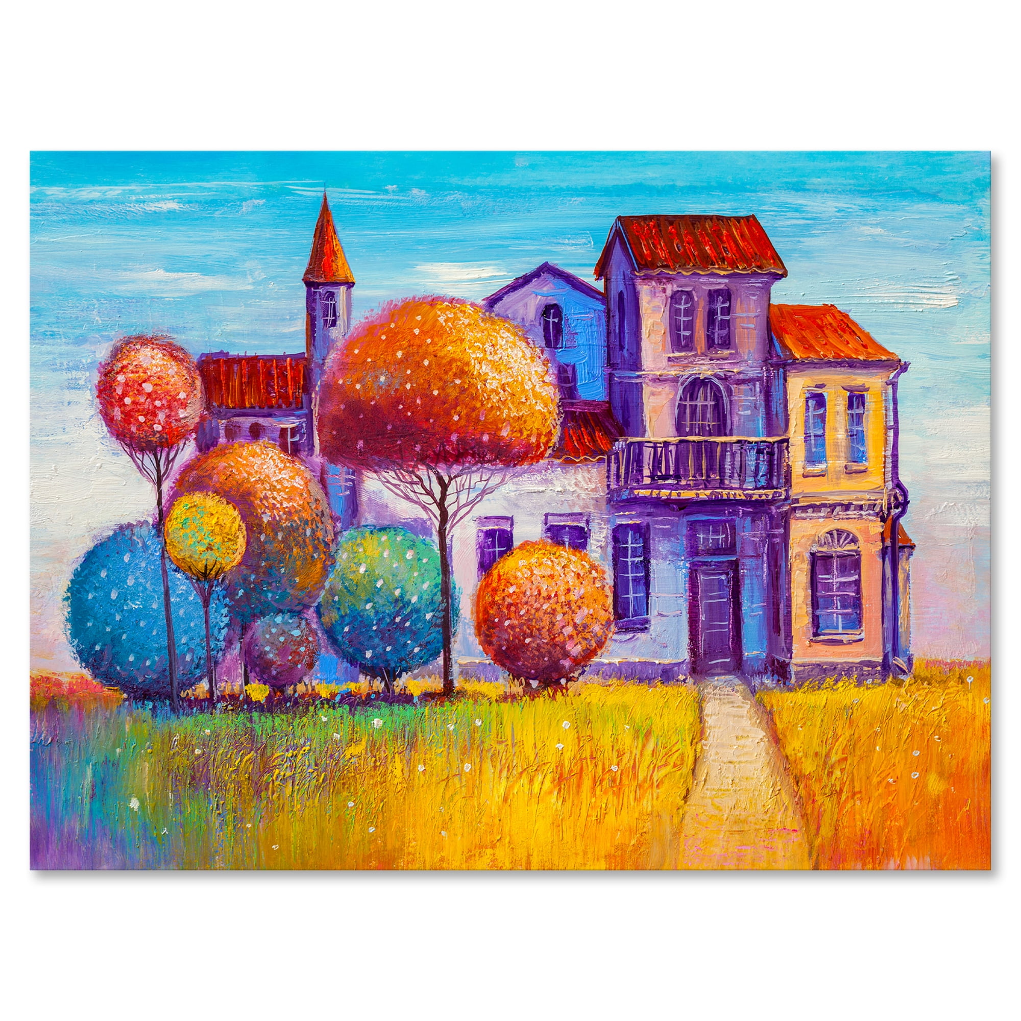Designart ' Abstract Colorful House In The Fairy Tale VIllage ...