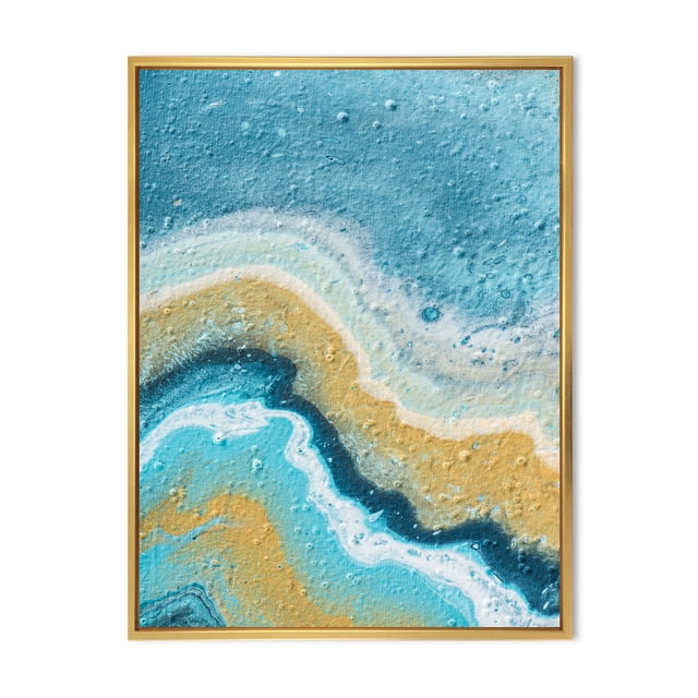 Designart 'Abstract Composition In Blue and Yellow VI' Modern Framed ...