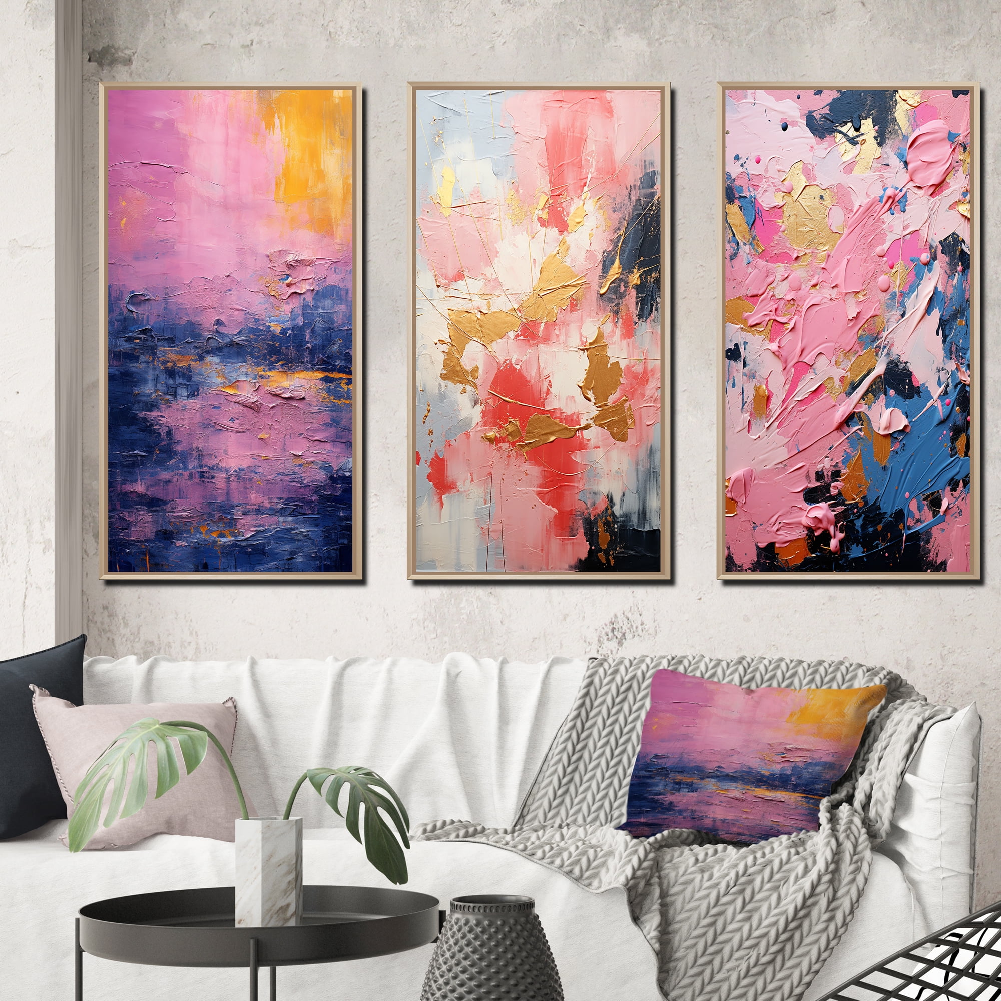 Designart "Abstract Expressionism Unfamiliar Happiness III" Abstract Painting Framed Wall Art ...