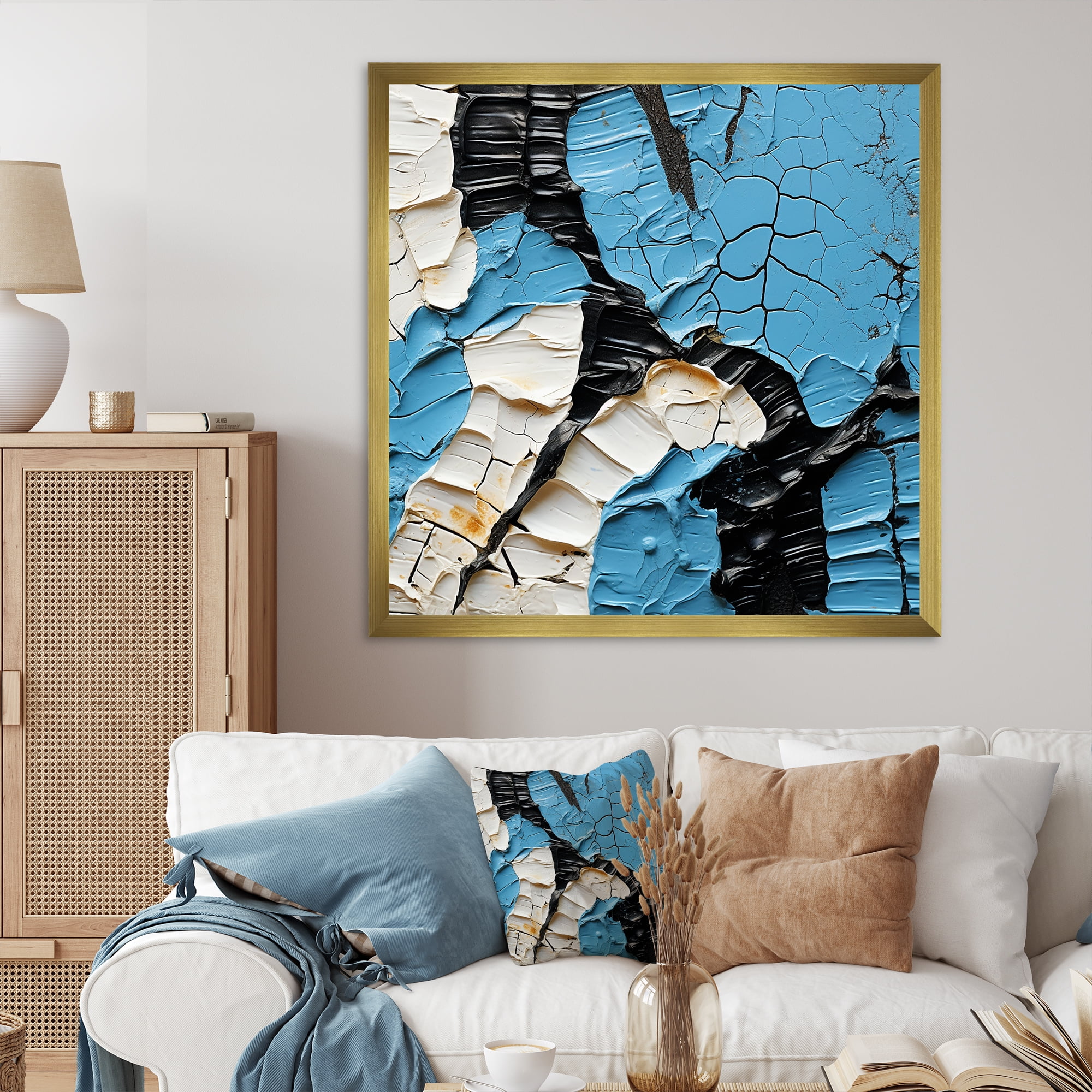 Designart "Abstract Fight In Black And Blue Paint Strokes" Abstract ...