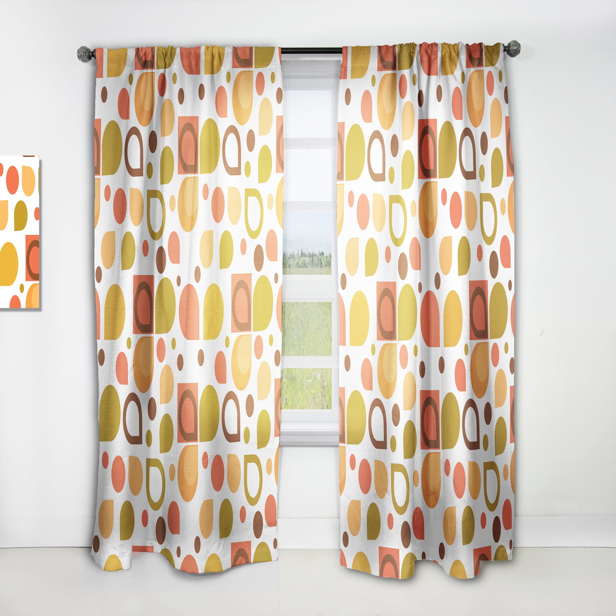 Designart 'Abstract Geometric Retro IV' Mid-Century Modern Curtain ...