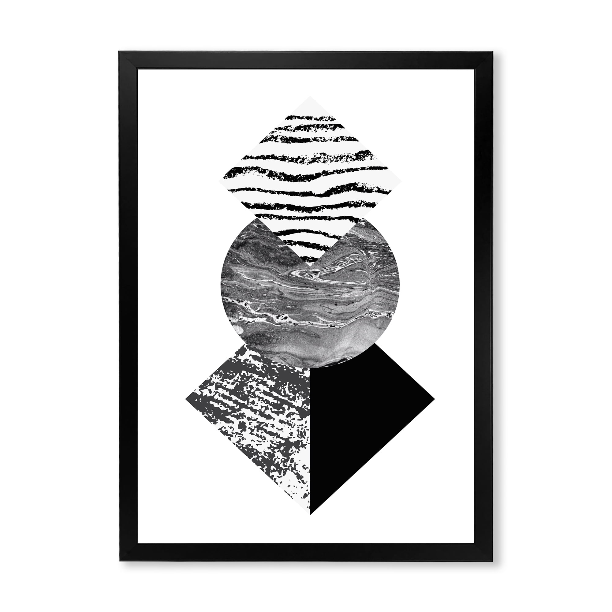 Designart 'Abstract Geometry Shapes With Tropical Palm Leaf I' Modern ...