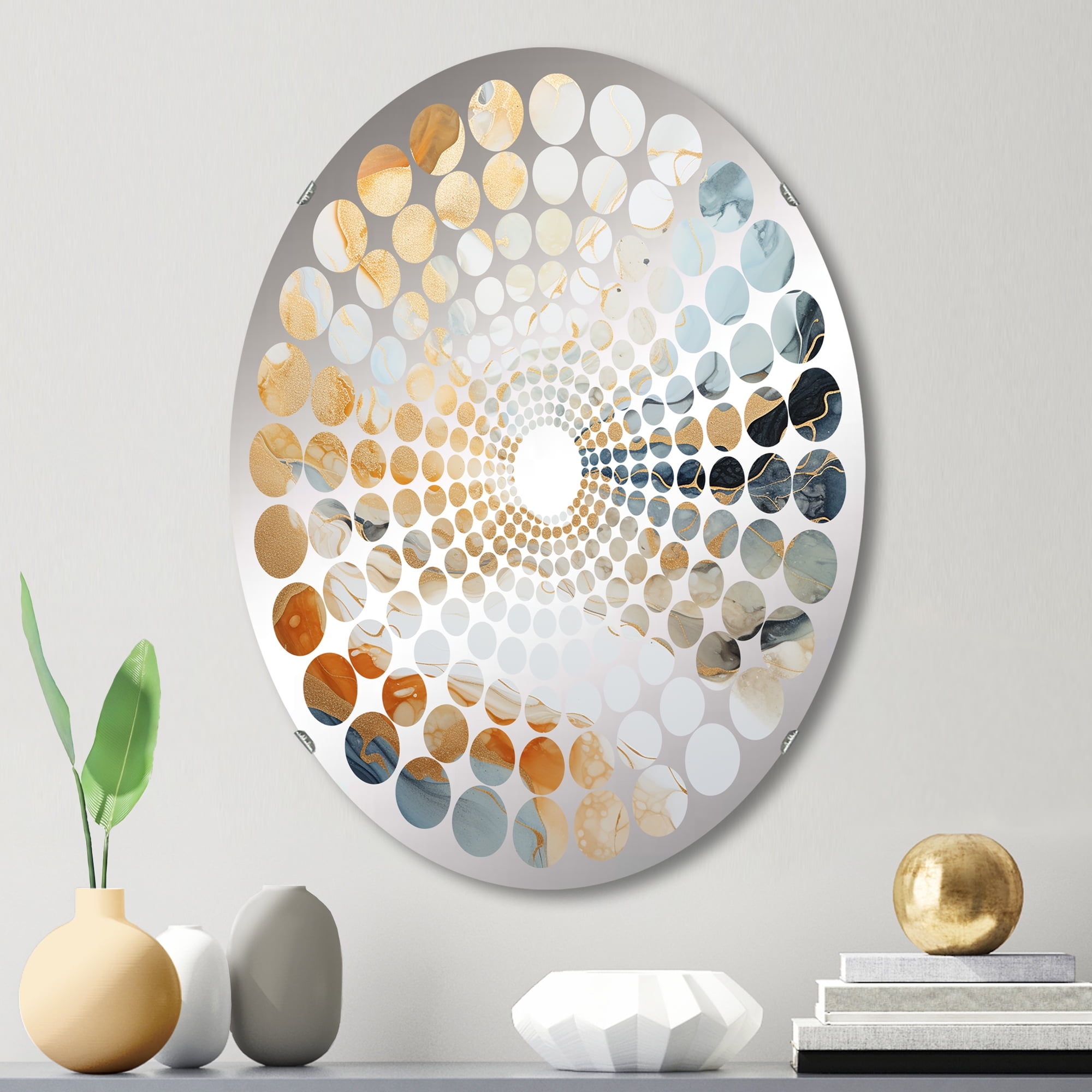 Designart "Abstract Geyser Paint in Beige and Gold I" Abstract Shapes ...