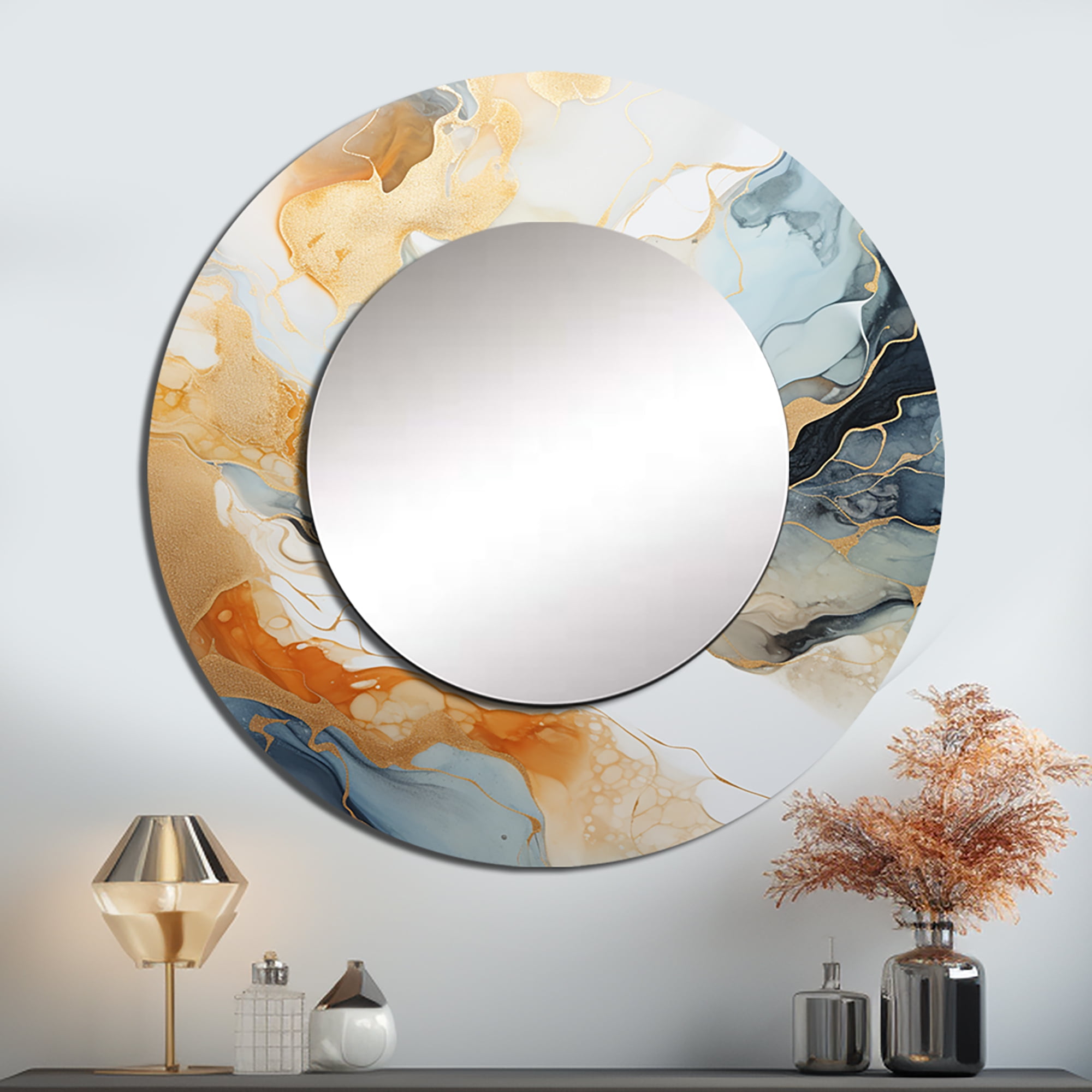 Designart "Abstract Geyser Paint in Beige and Gold I" Abstract Shapes ...