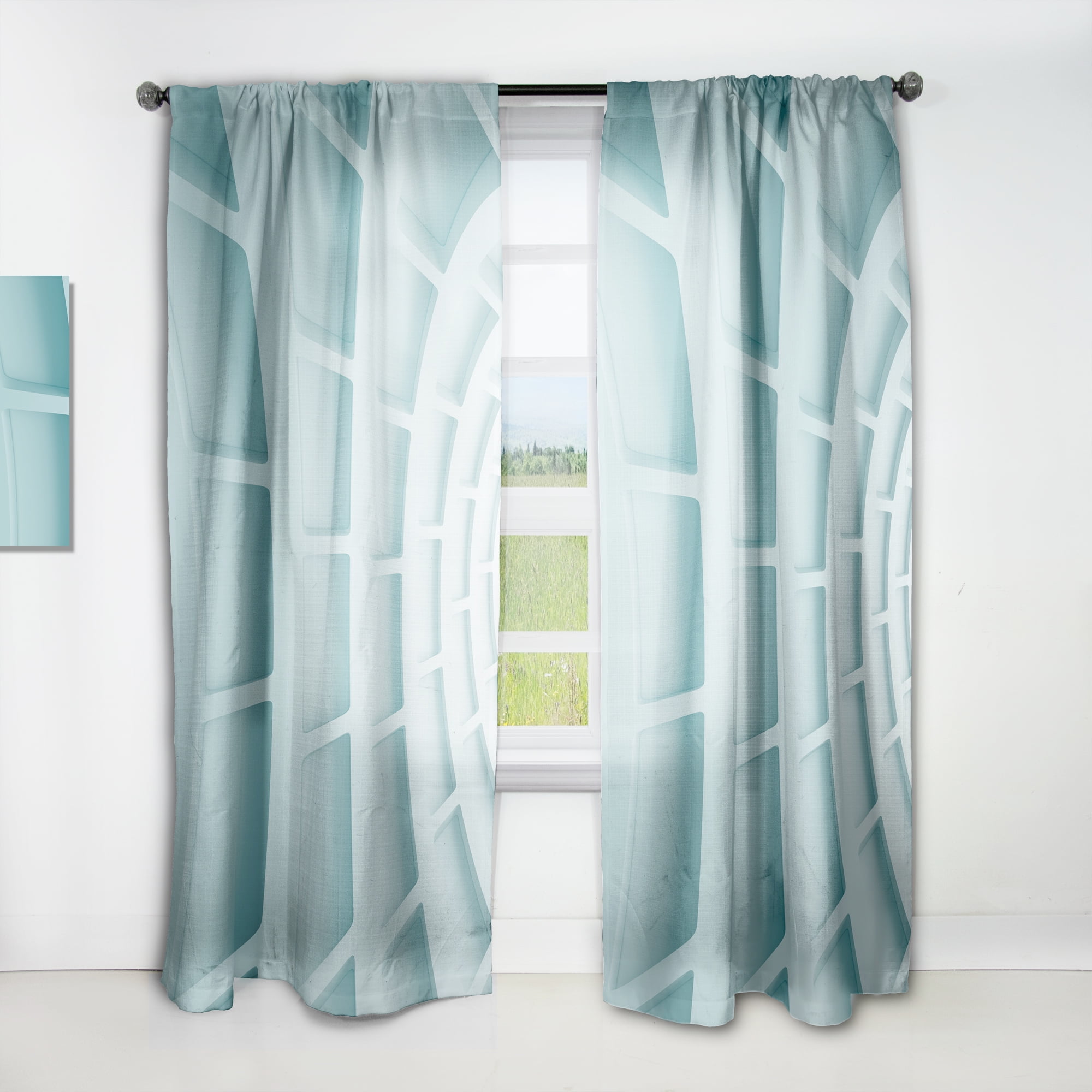 Designart 'Abstract Light Blue Waves IV' Modern & Contemporary Curtain ...