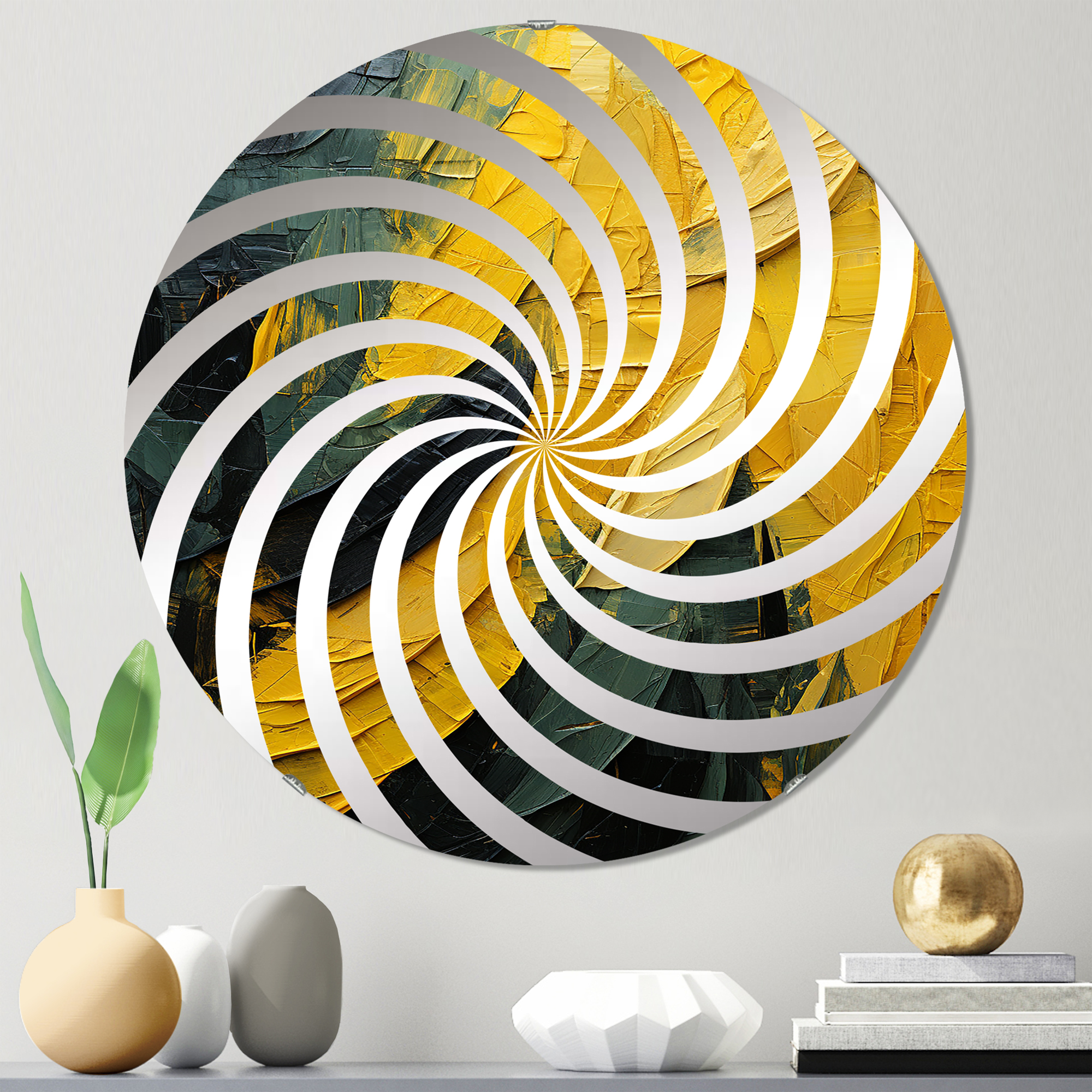 Designart "Abstract Mango Fruit in Amber" Fruits Vortex Round Wall ...