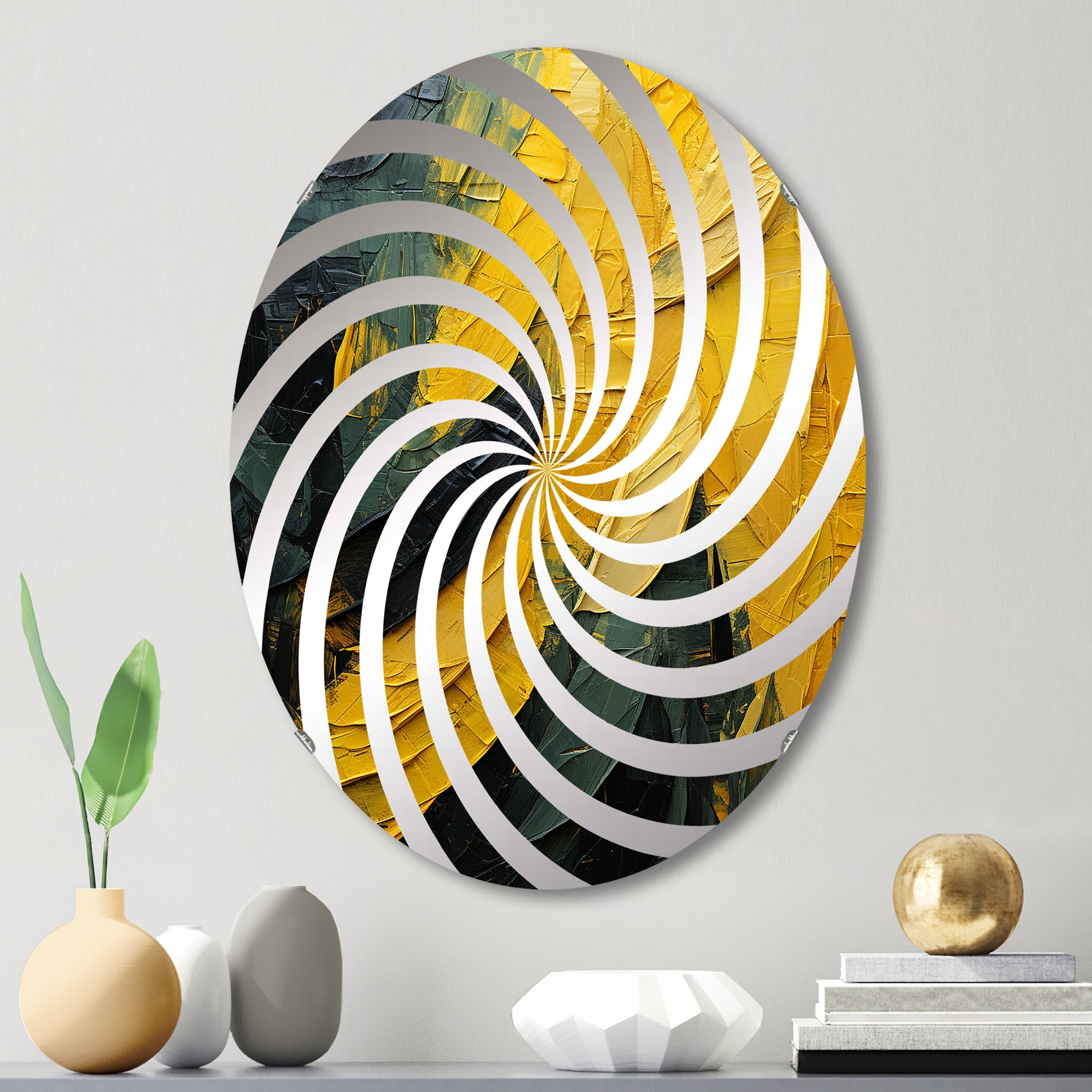 Designart "Abstract Mango Fruit in Amber" Fruits Vortex Round Wall ...