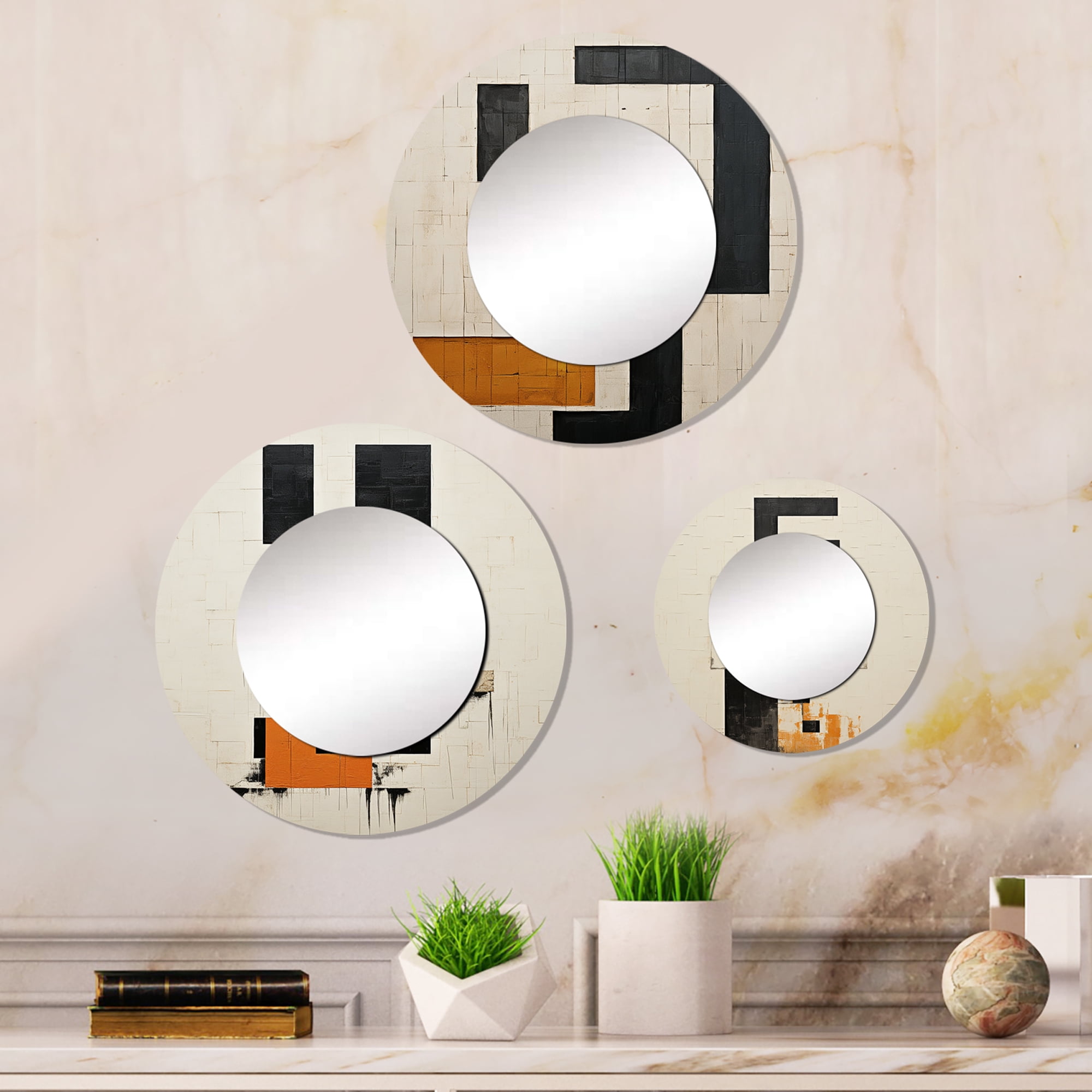 Designart "Abstract Monochrome Minimalism New Order V" Modern Round ...