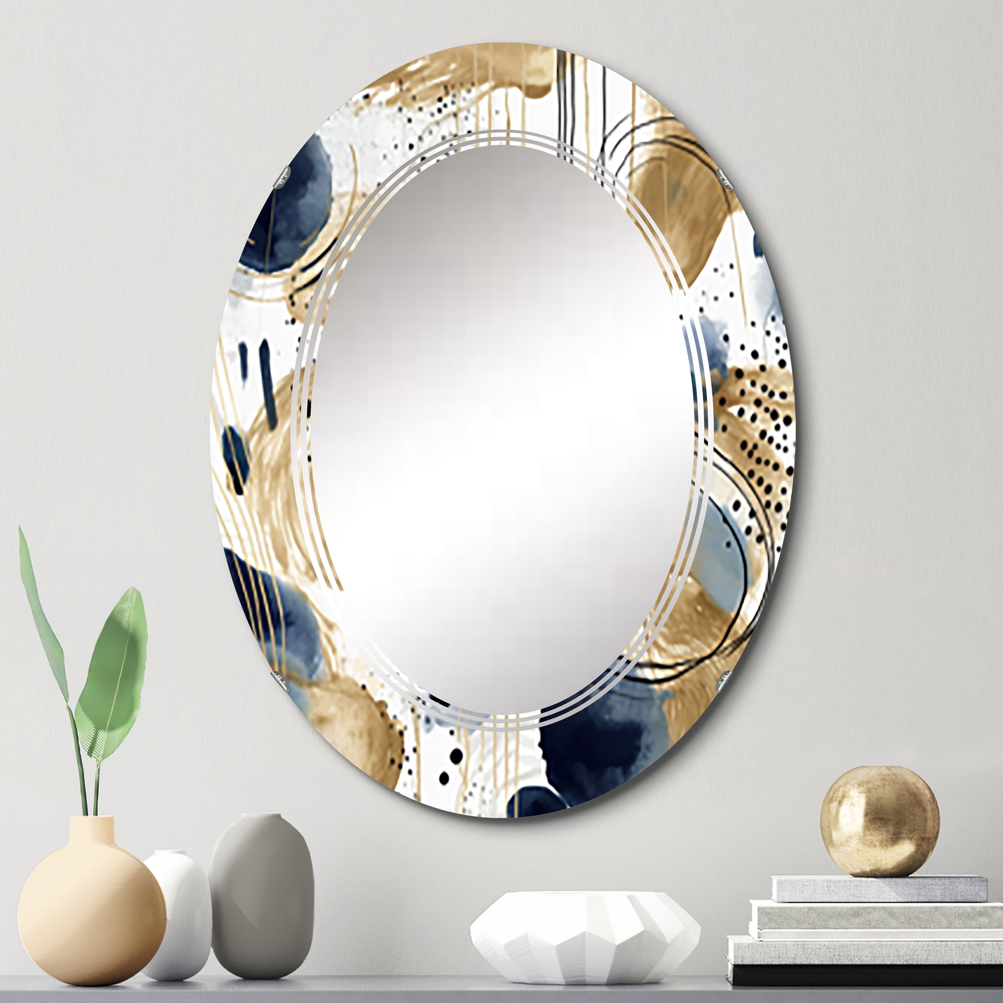 Designart "Abstract Pattern with Blue and Golden Textures VII" Abstract ...