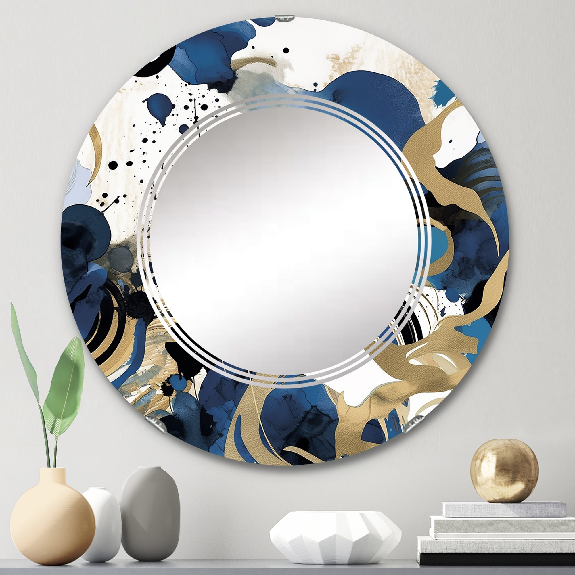 Designart "Abstract Pattern with Blue and Golden Textures XII ...