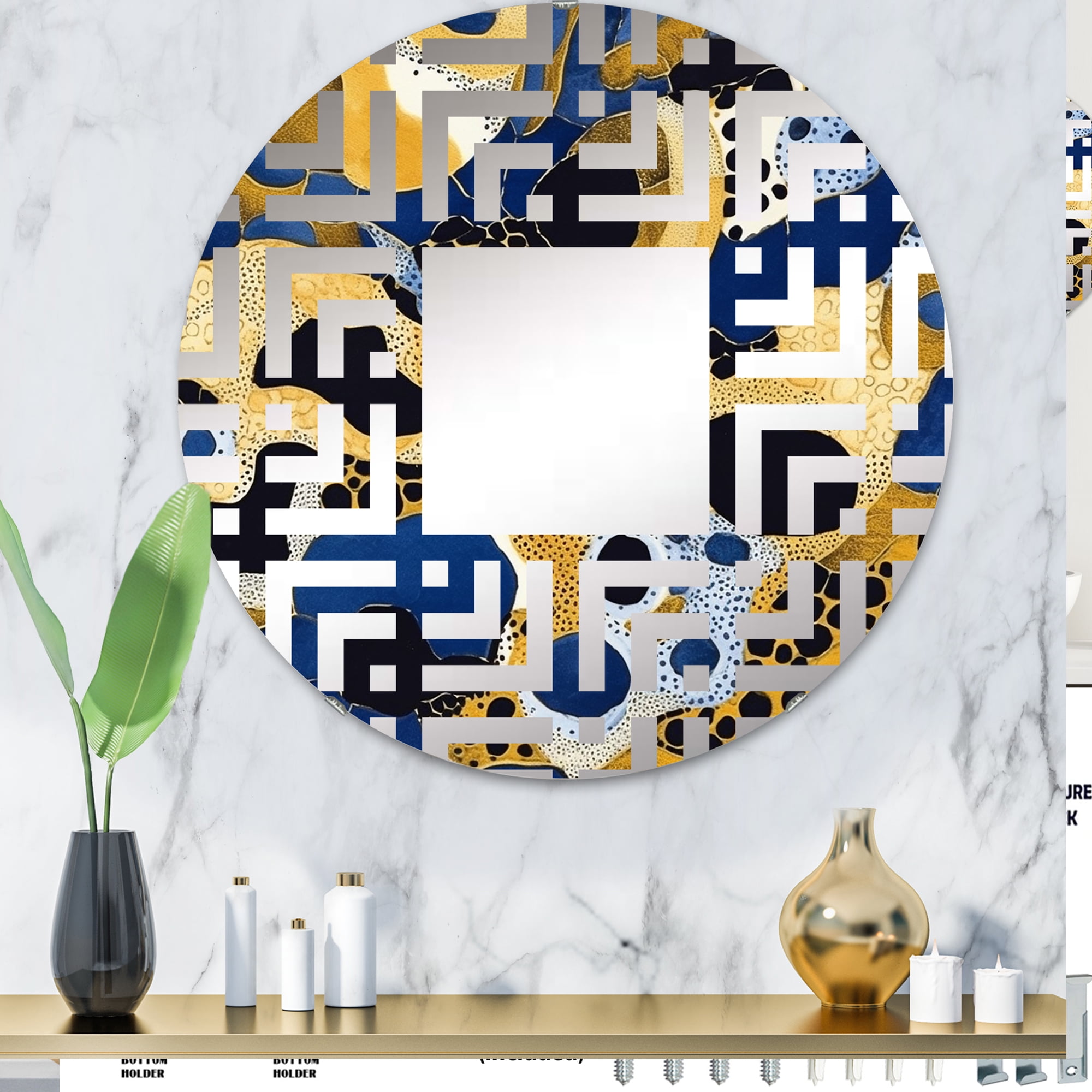 Designart "Abstract Pattern with Blue and Golden Textures XIV ...