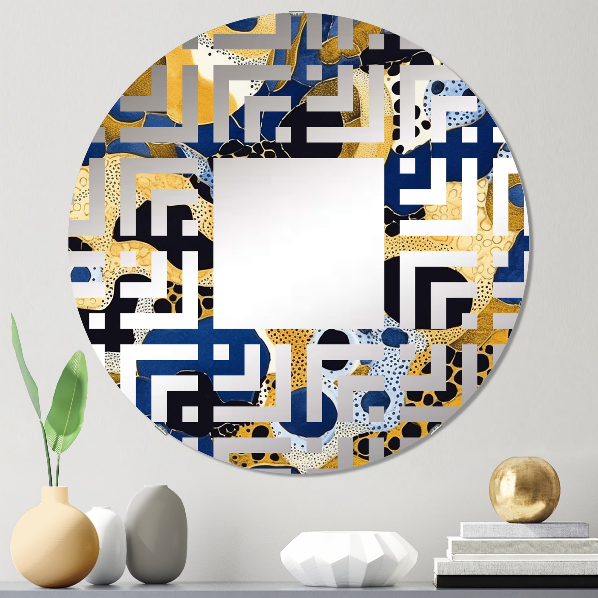 Designart "Abstract Pattern with Blue and Golden Textures XIV ...