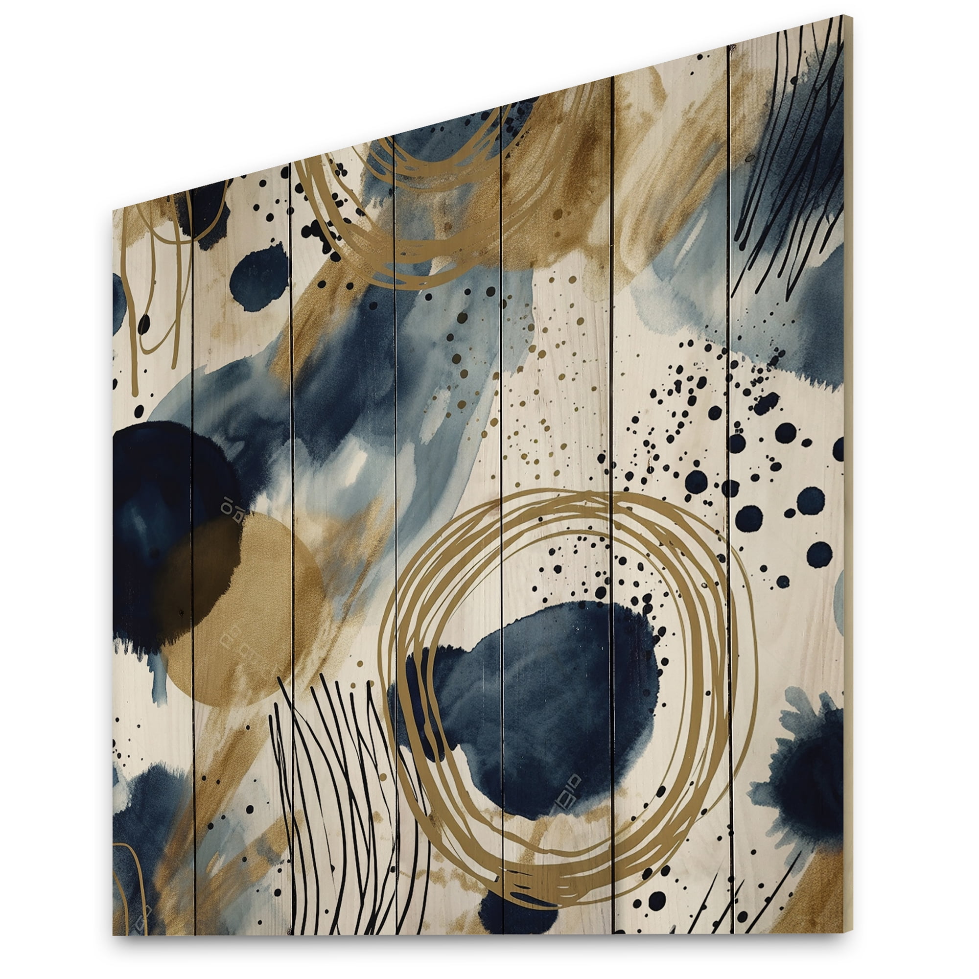 Designart "Abstract Pattern with Blue and Golden Textures IV" Abstract ...