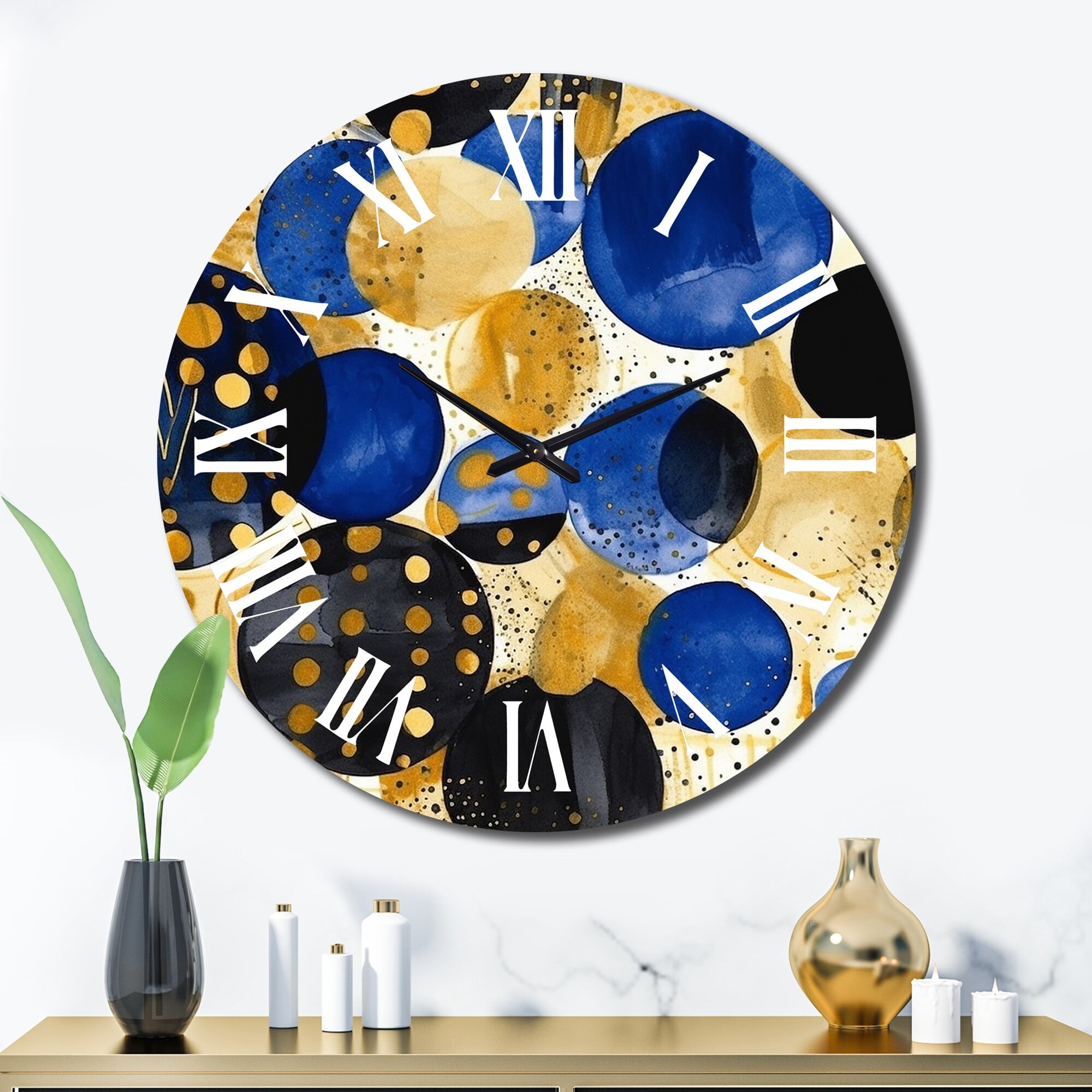 Designart "Abstract Pattern with Blue and Golden Textures IX" Modern ...