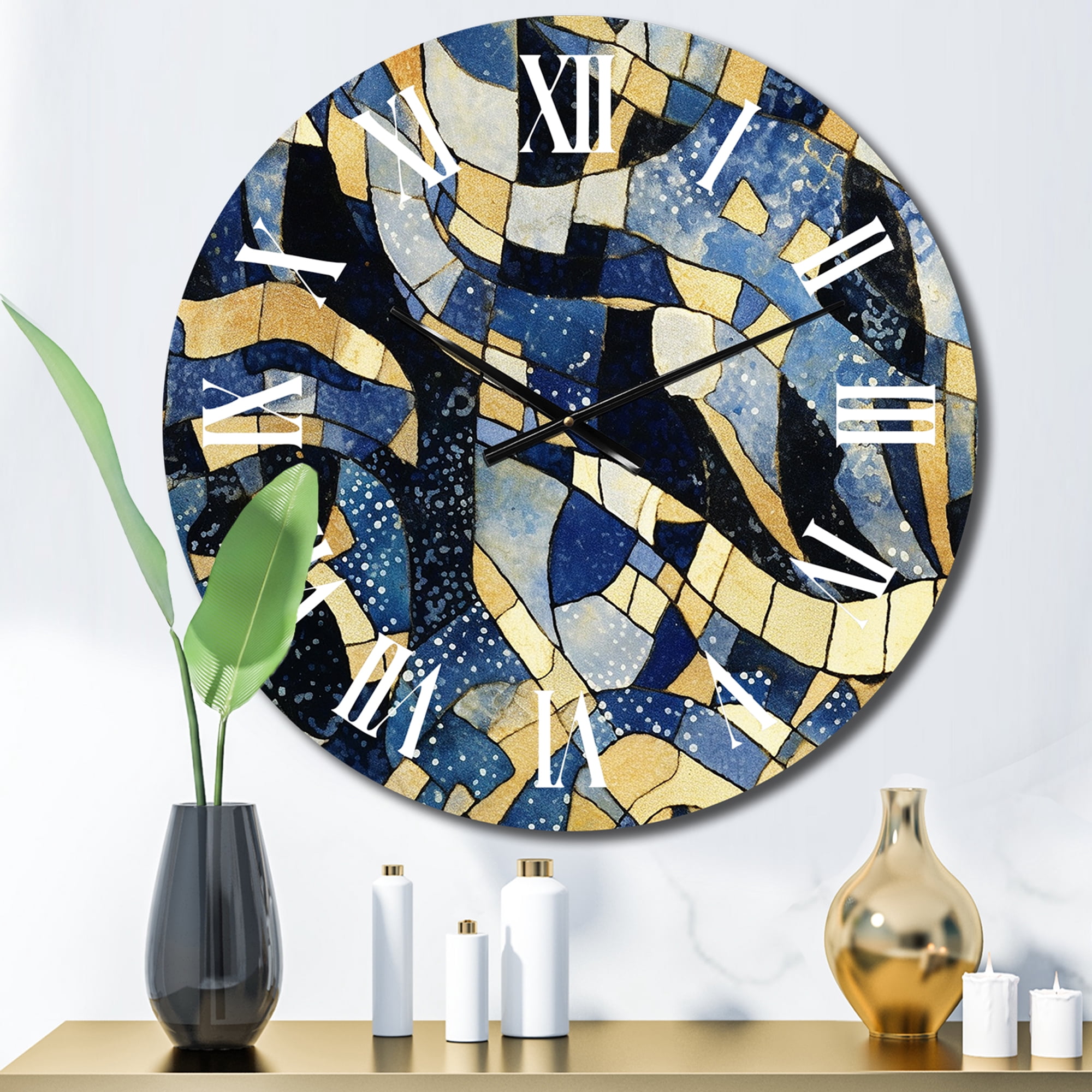 Designart "Abstract Pattern with Blue and Golden Textures XVII ...