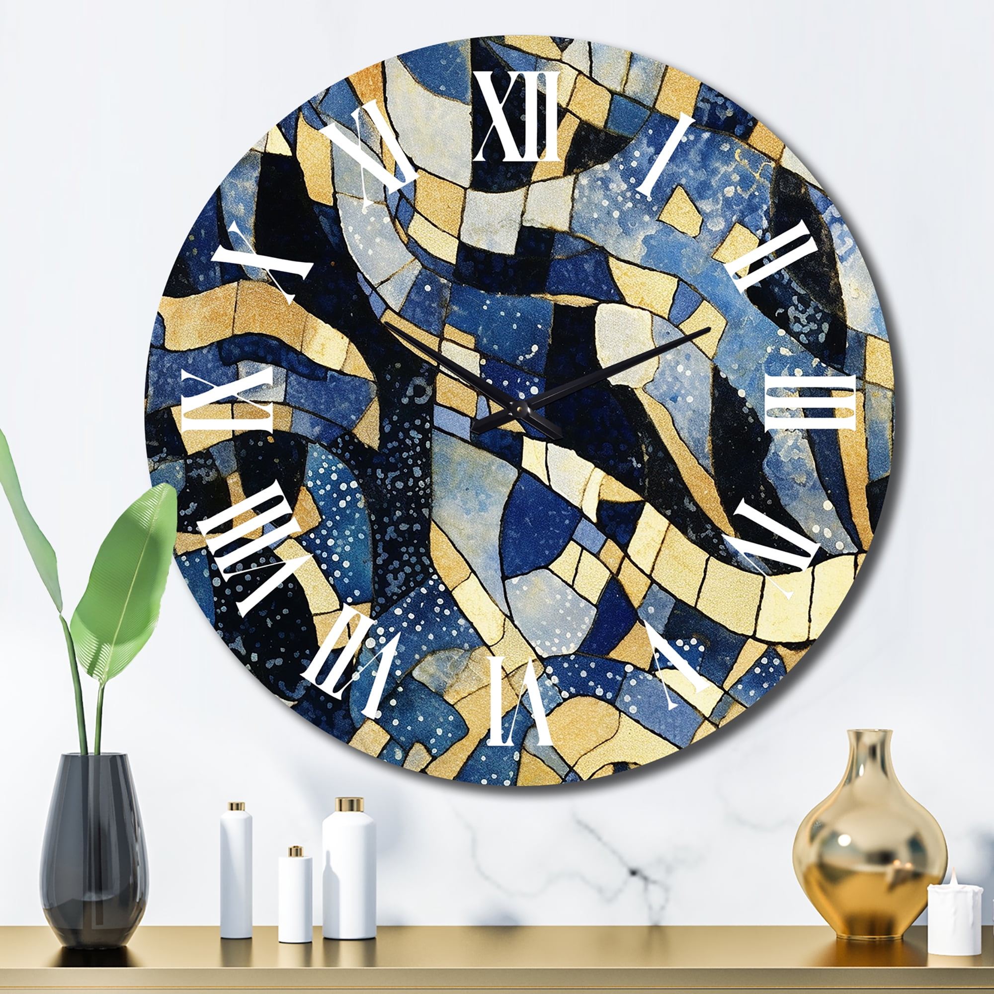 Designart "Abstract Pattern with Blue and Golden Textures XVII ...
