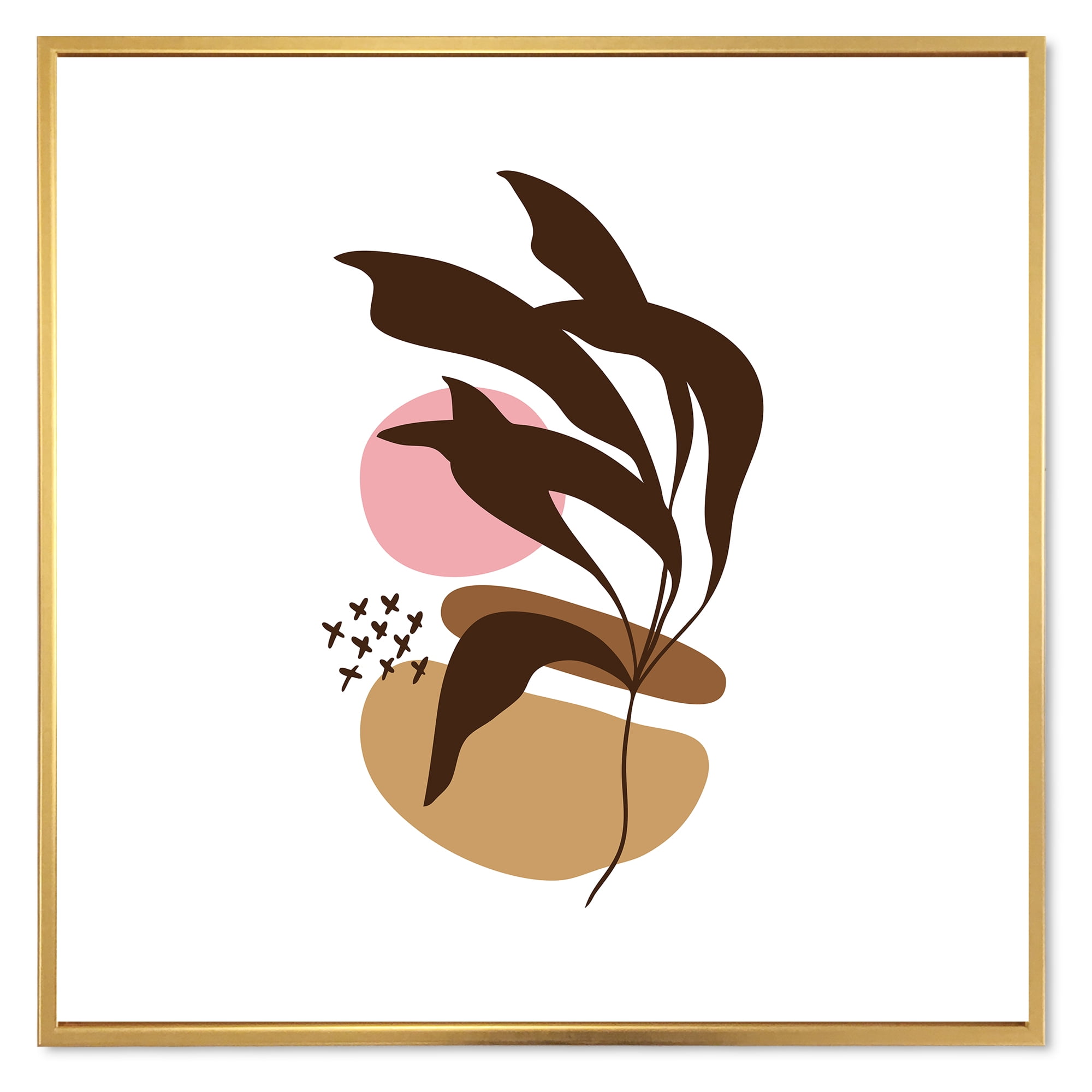 Designart 'Abstract Plants With Elementary Shapes' Modern Framed Canvas ...
