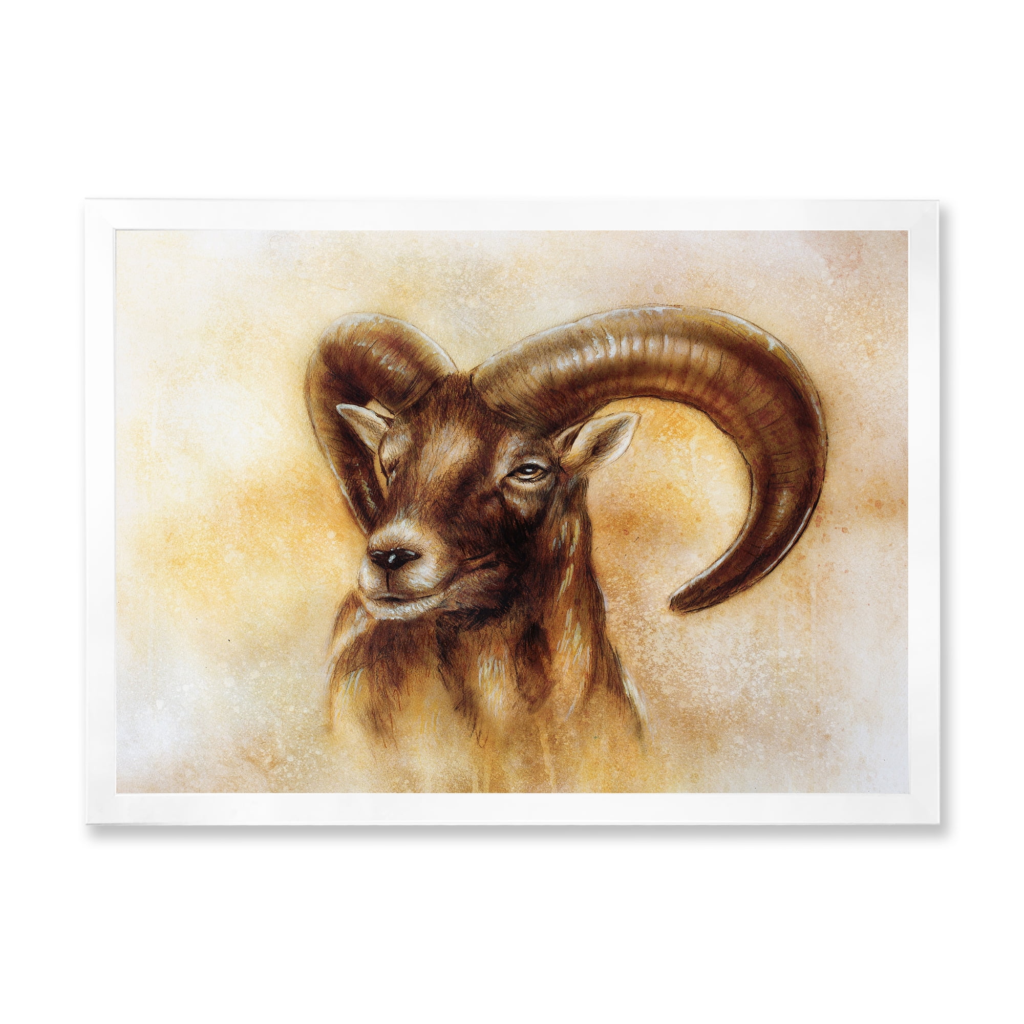 Designart 'Abstract Portrait of Wild Ram With Mighty Horns I' Modern ...
