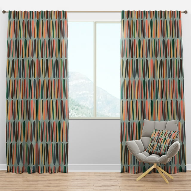 Designart Abstract Retro Drops Ix Mid Century Modern Blackout Curtain