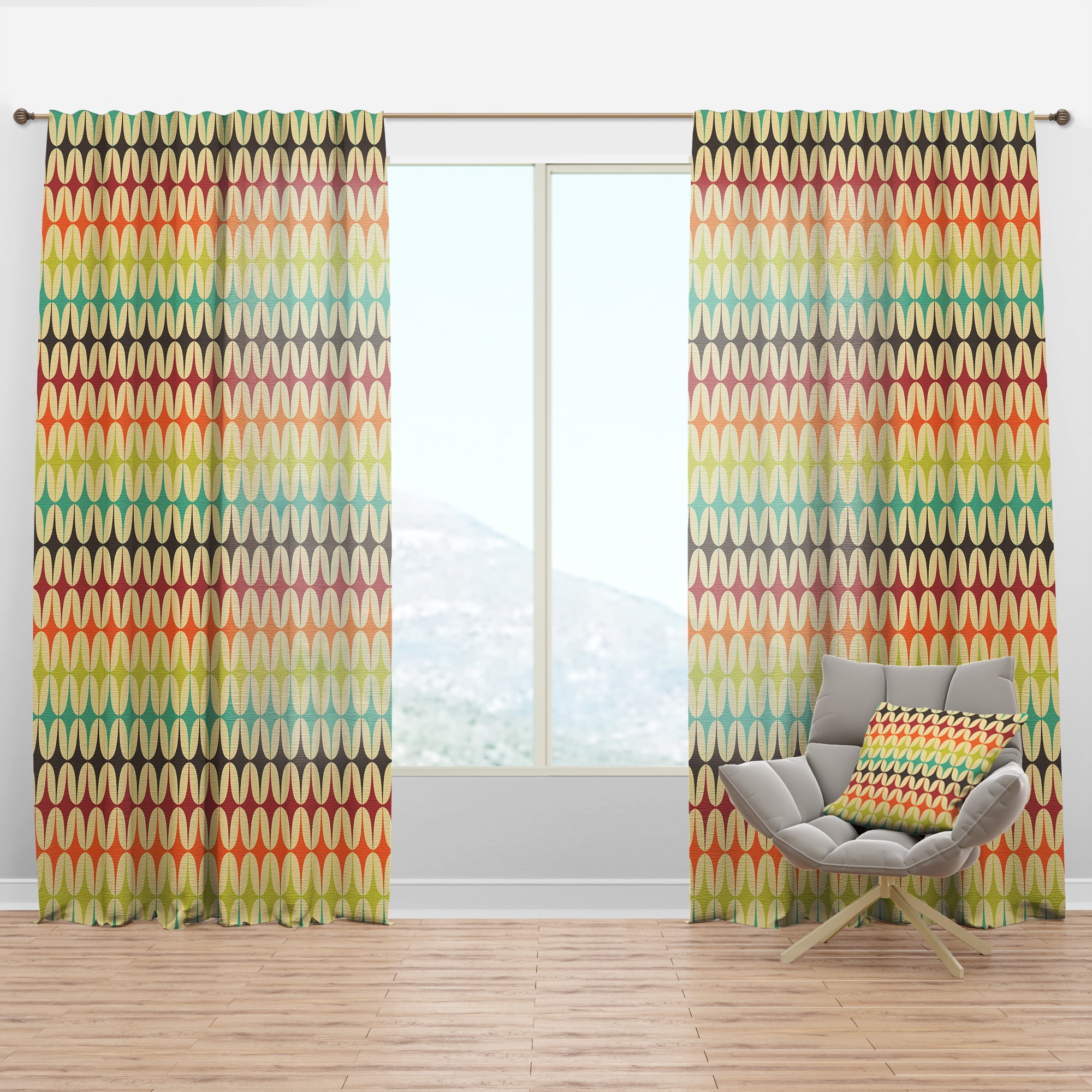 Designart 'Abstract Retro Geometric Pattern Design V' Mid-Century ...