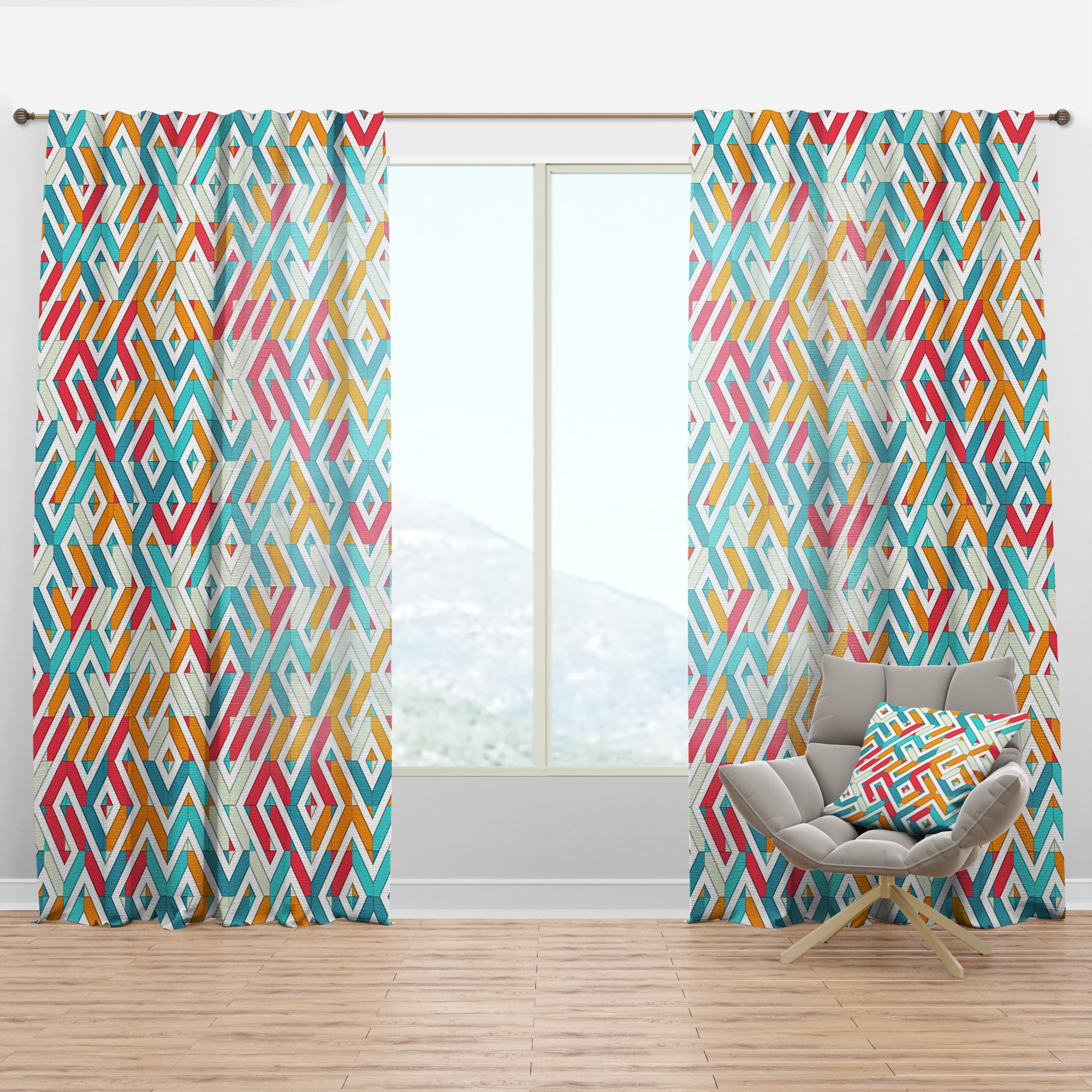 Designart 'Abstract Retro Geometry Pattern I' Mid-Century Modern ...