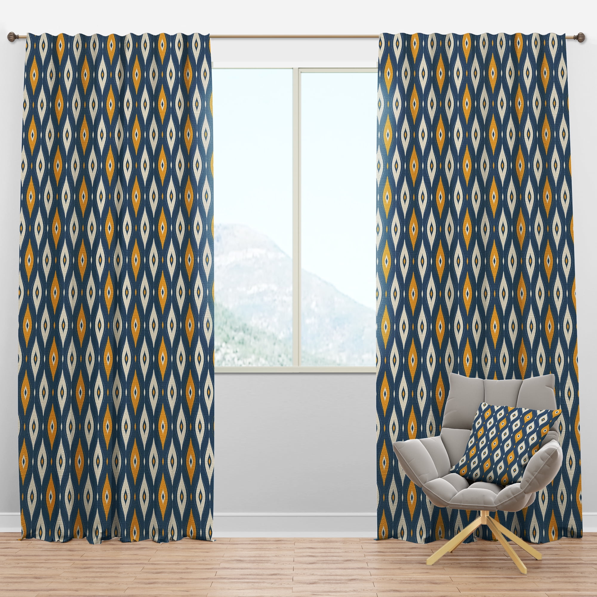 Designart 'Abstract Retro Pattern II' Mid-Century Modern Blackout ...