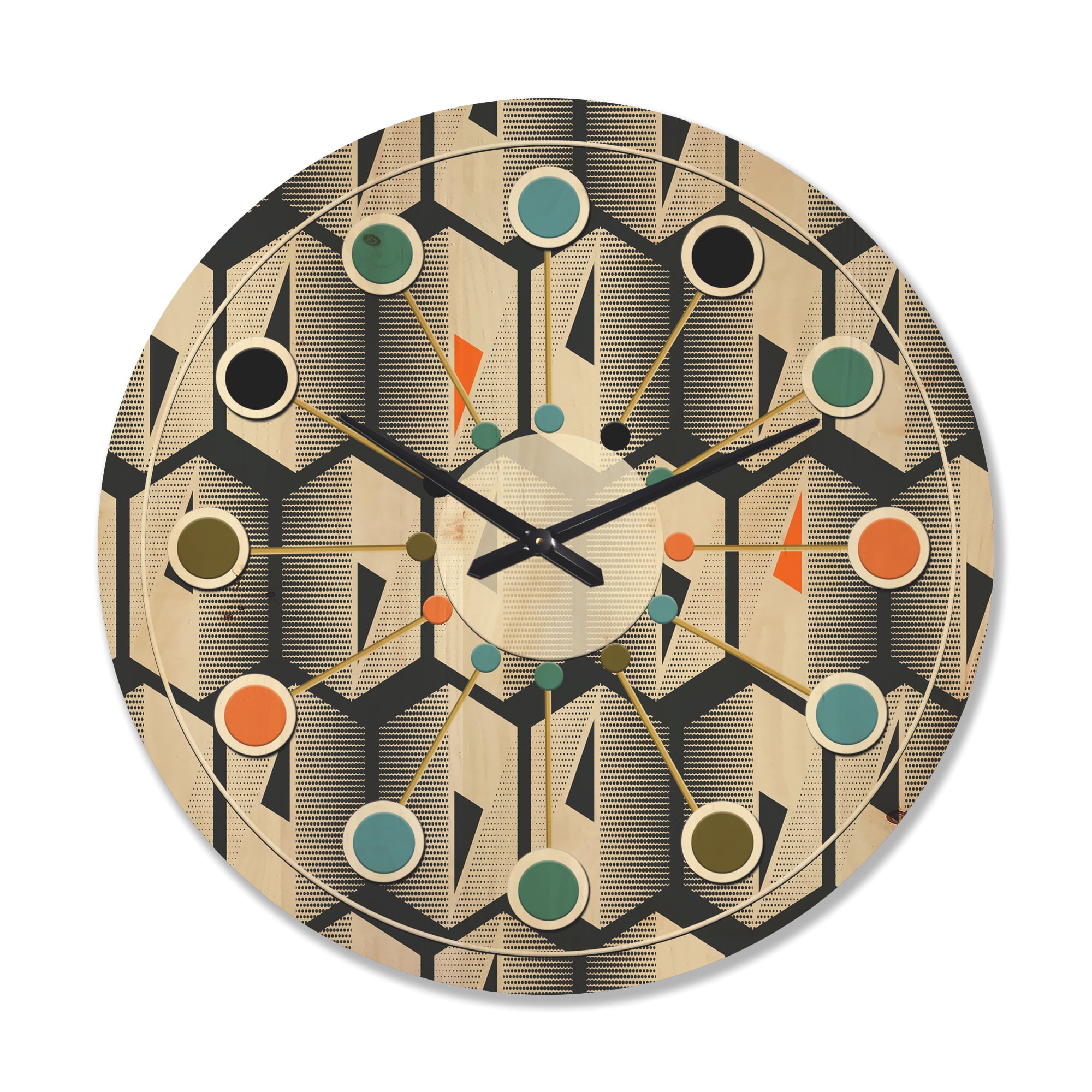 Abstract Retro Triangular Geometrics Pattern Wood Wall Clock - Walmart.com
