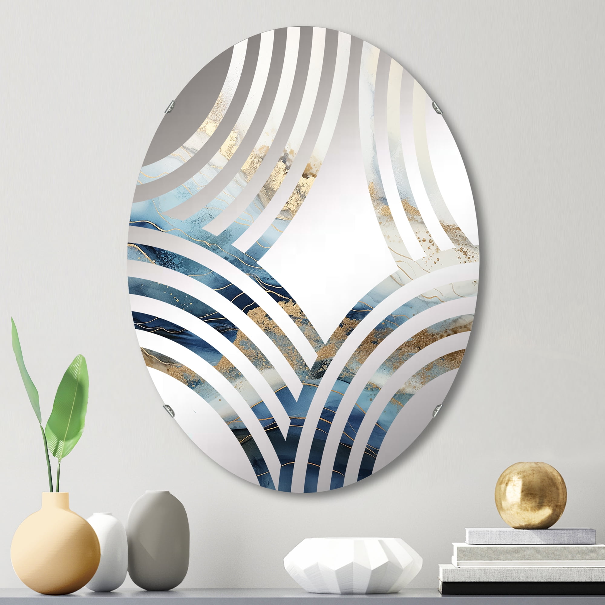 Designart "Abstract River in White, Blue, and Gold" Northern Lights ...