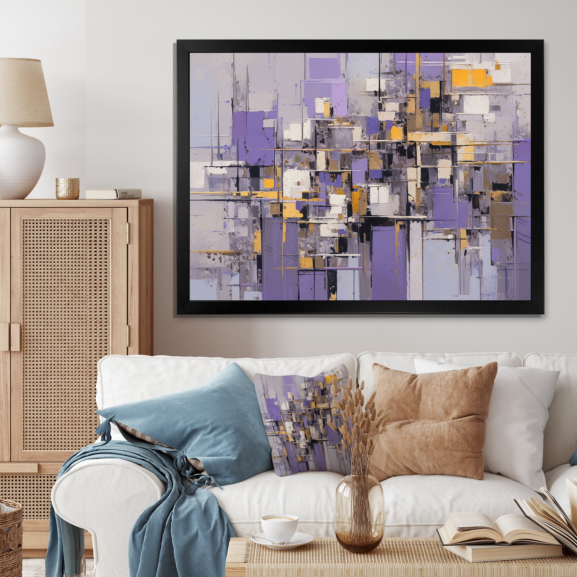 Designart "Abstract Shades Of Pink And Purple II" Abstract Shapes ...