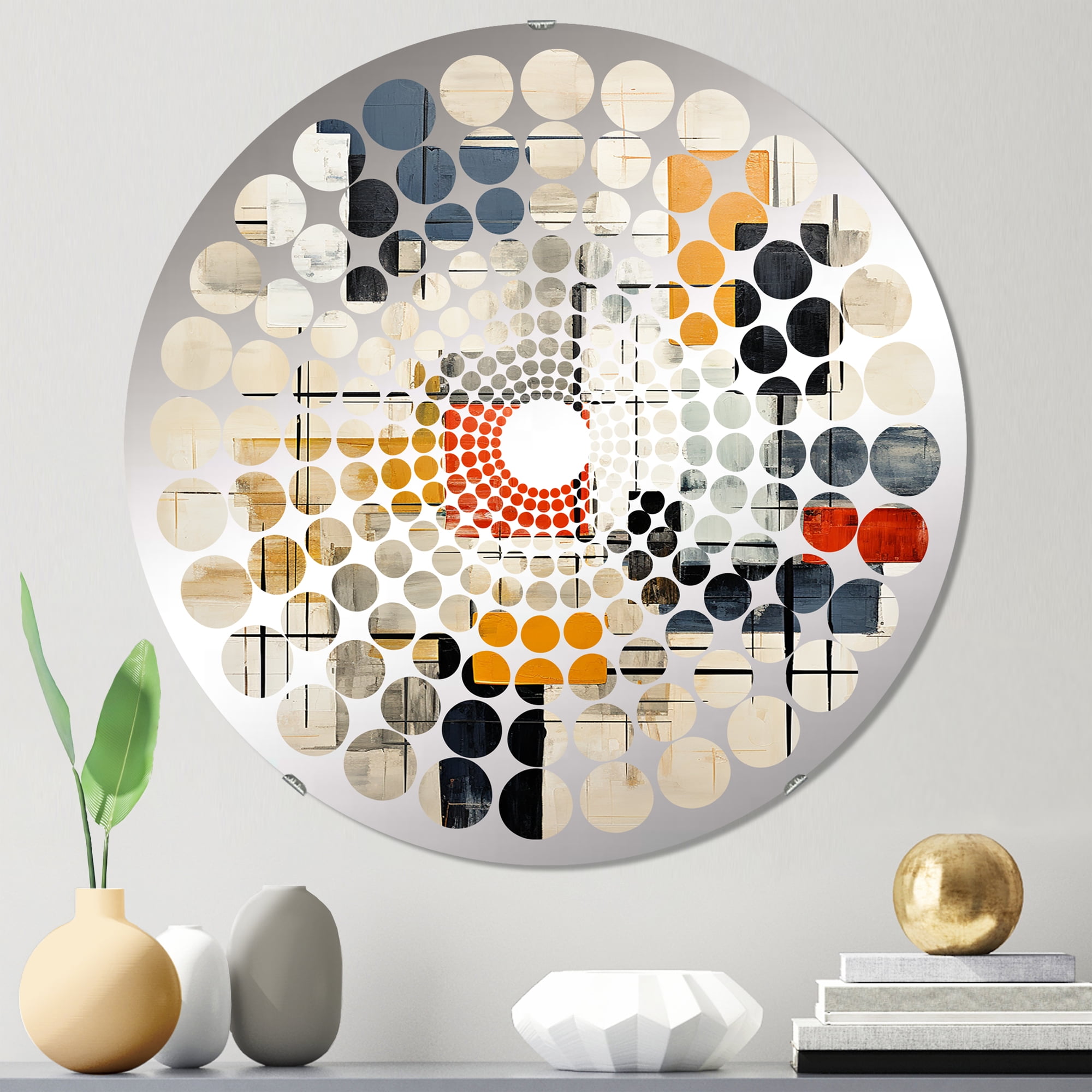 Designart "Abstract Shapes with Ivory Illusions" Abstract Shapes Radial ...