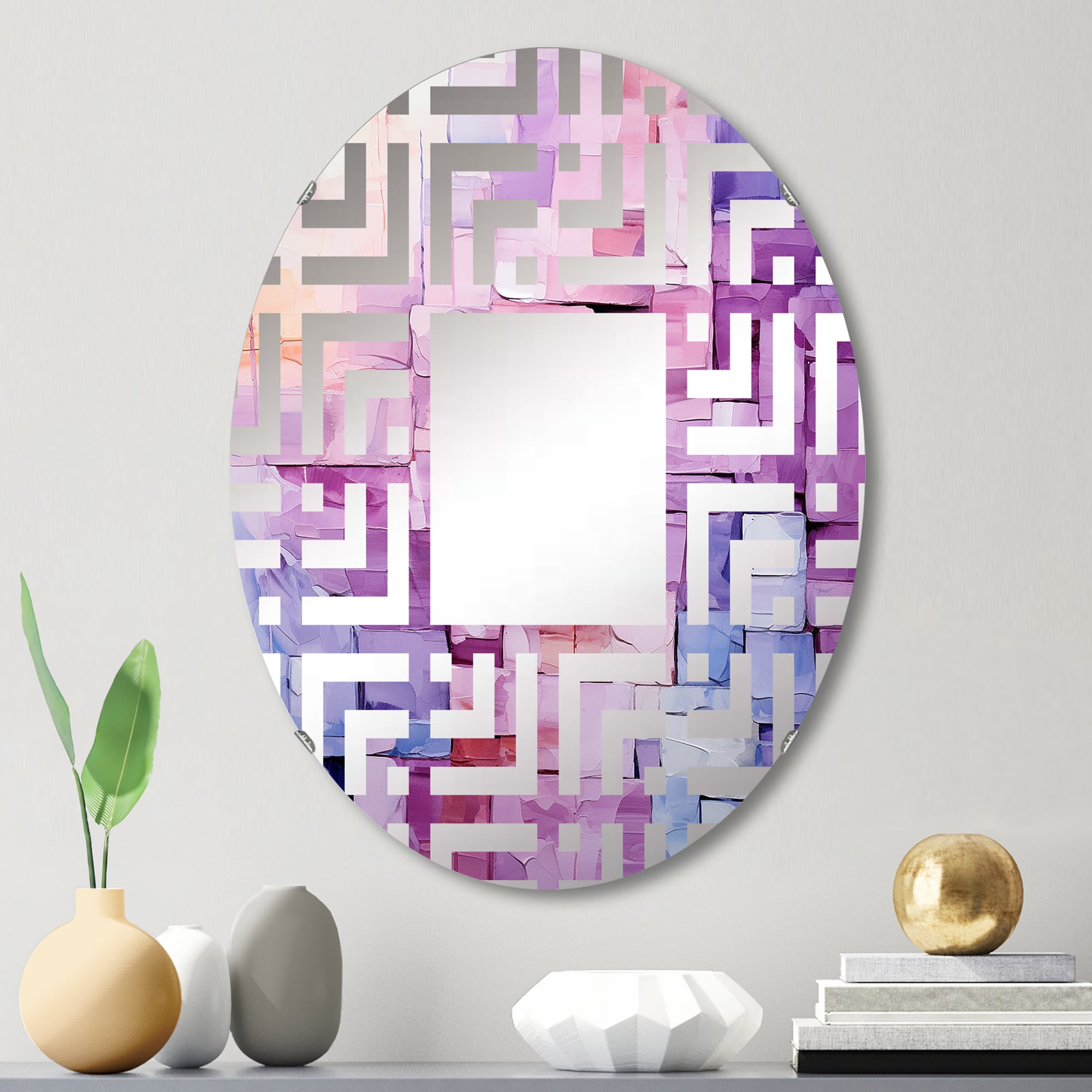 Designart "Abstract Shapes with Lilac Lattices I" Abstract Shapes Maze ...