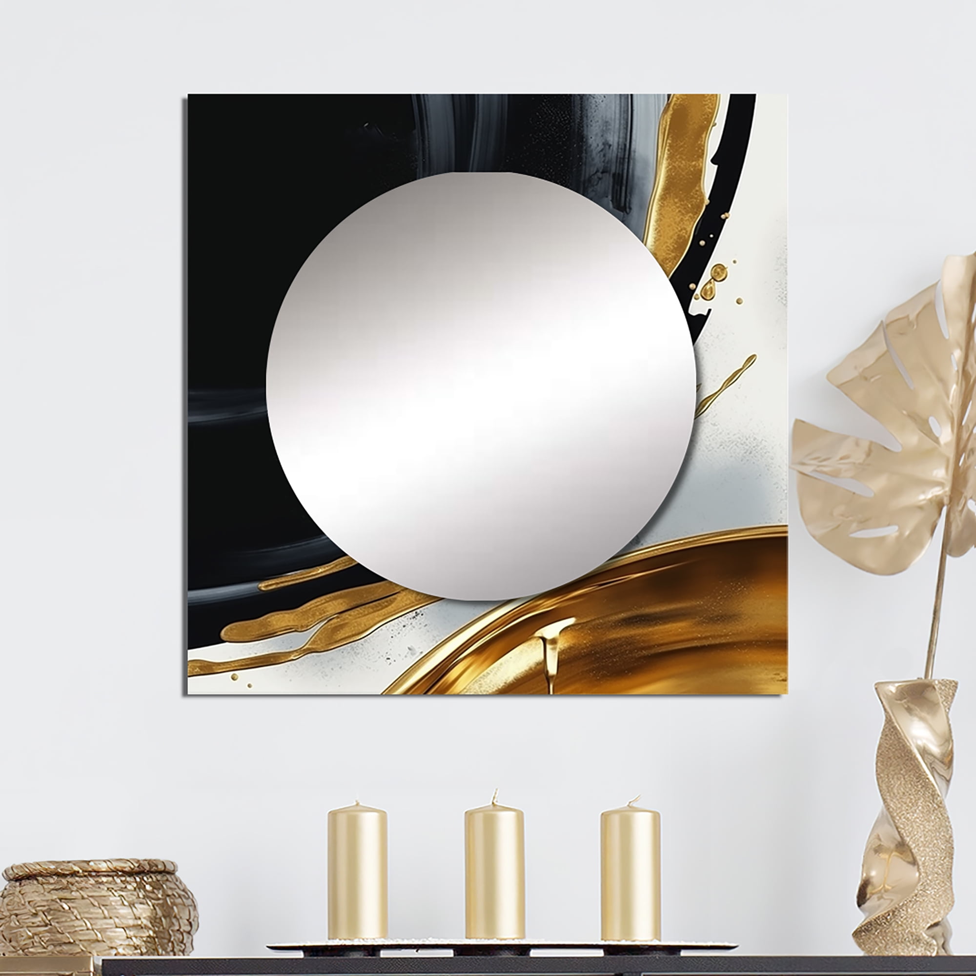 Designart "Abstract Shapes in Marble Black and Gold I" Abstract Marble ...