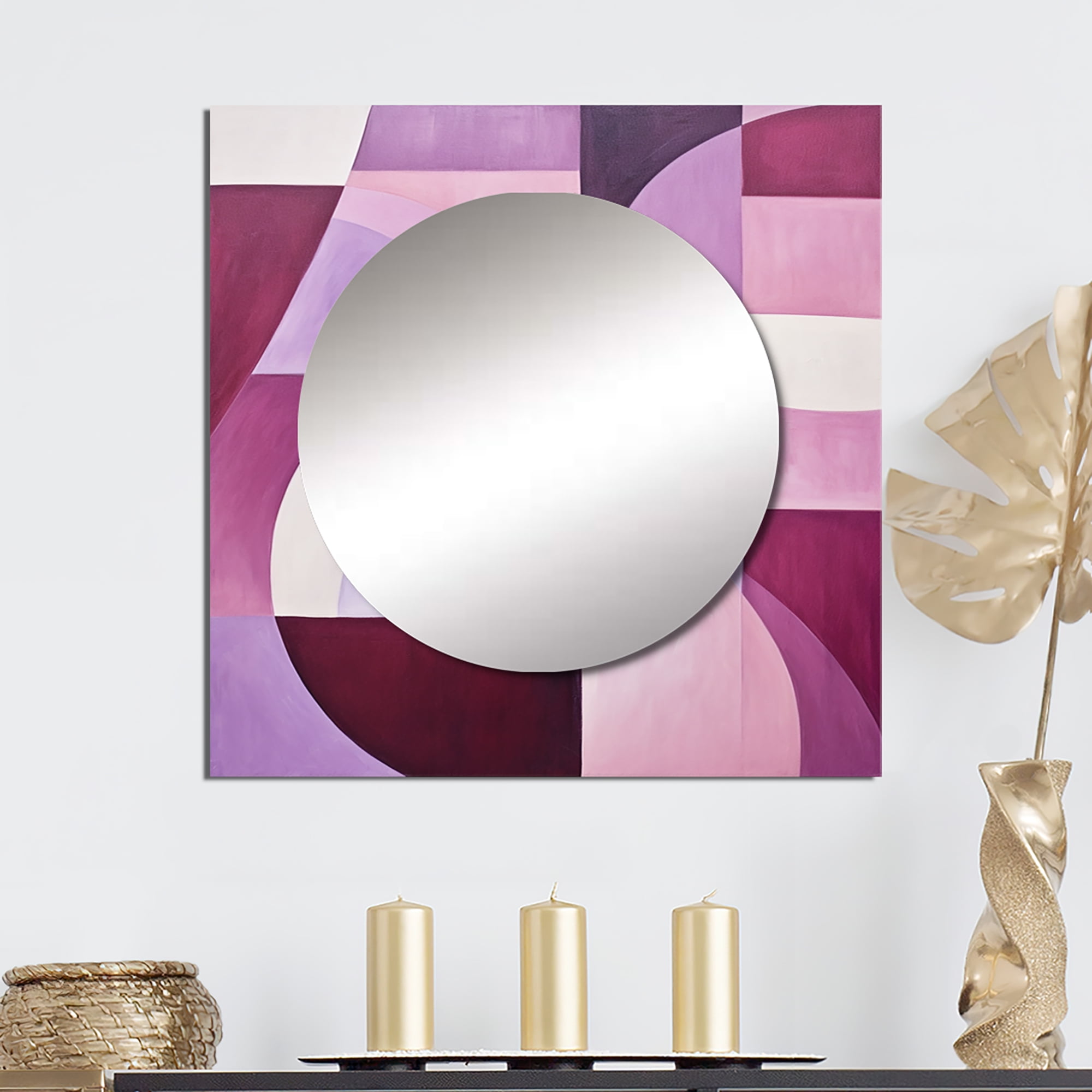 Designart "Abstract Shapes With Mauve Motion" Abstract Shapes Square ...