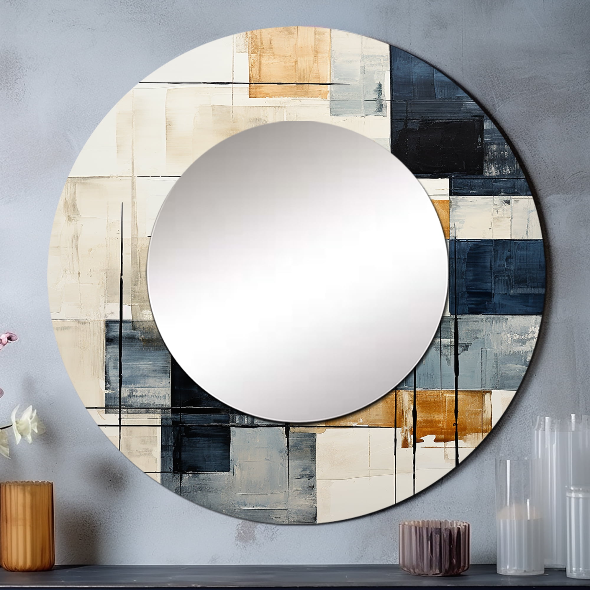 Designart "Abstract Shapes With Ivory Illusions" Abstract Shapes Rund ...