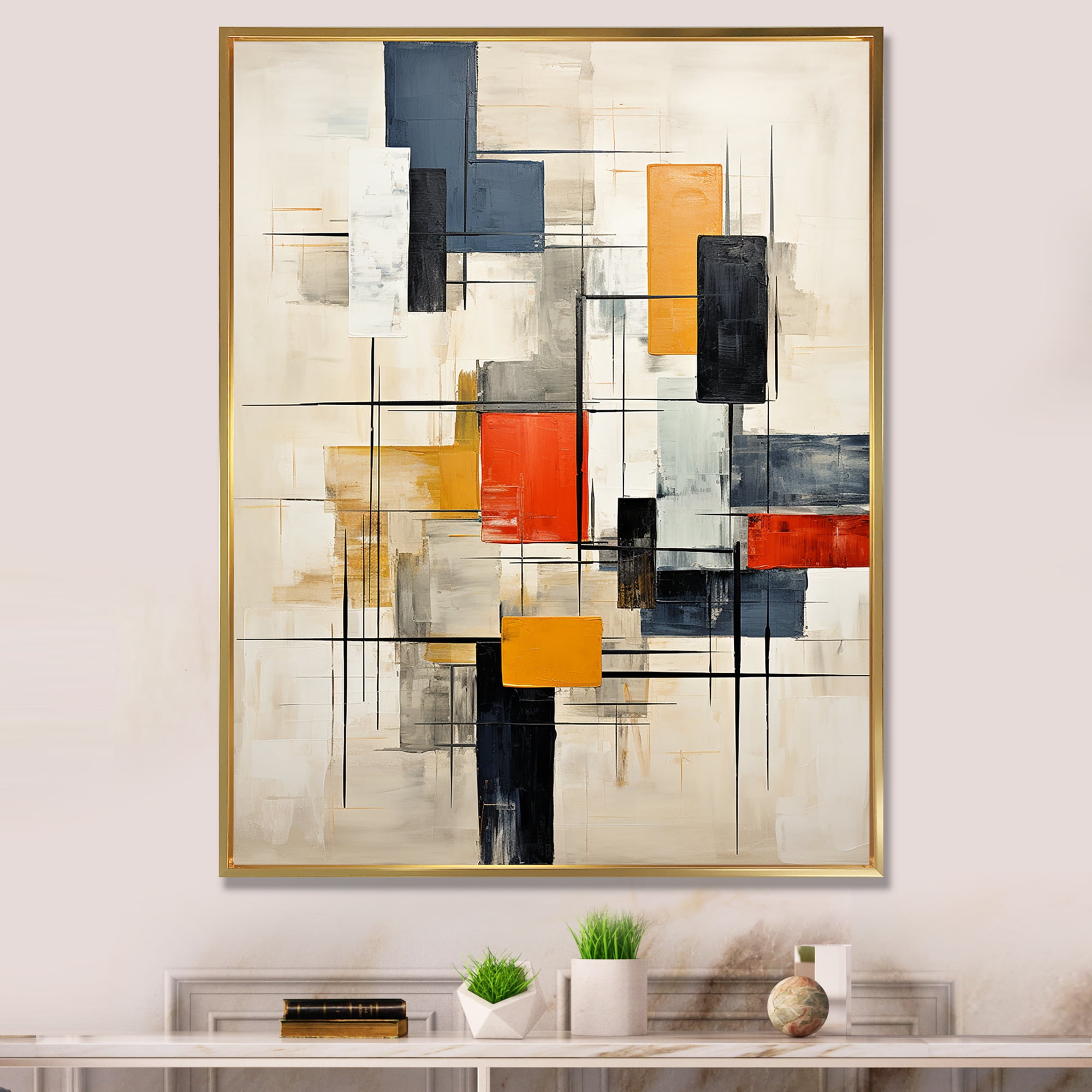 Designart "Abstract Shapes With Ivory Illusions" Abstract Shapes ...