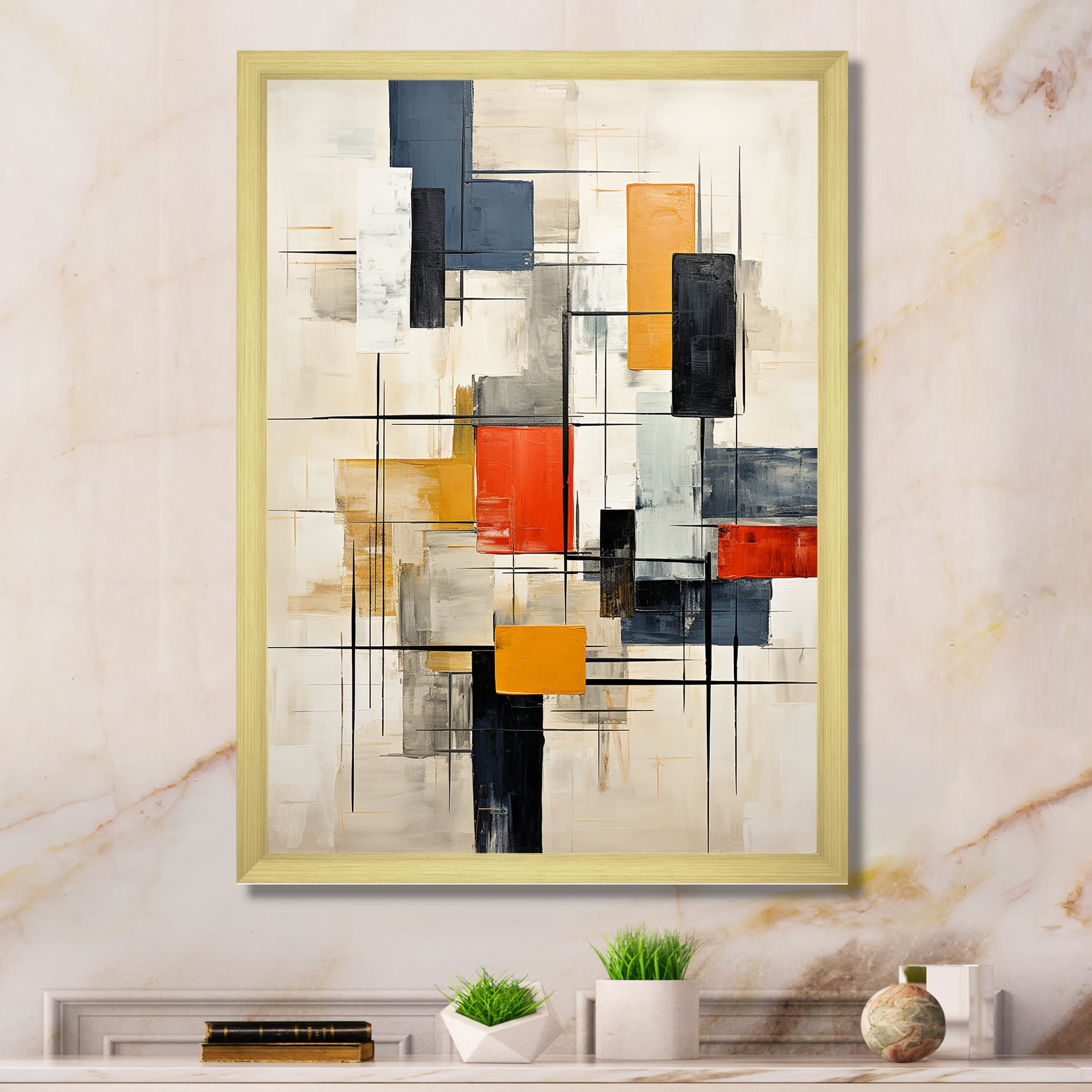 Designart "Abstract Shapes With Ivory Illusions" Abstract Shapes ...