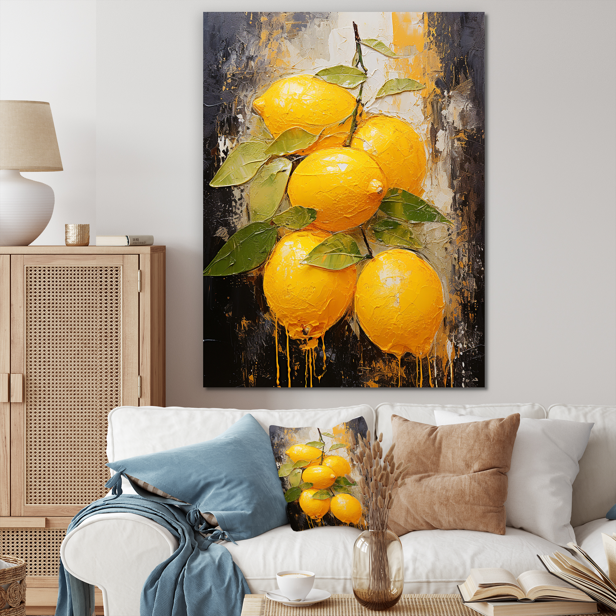Designart "Abstract Shapes With Lemon Loops I" Abstract Shapes Wall ...