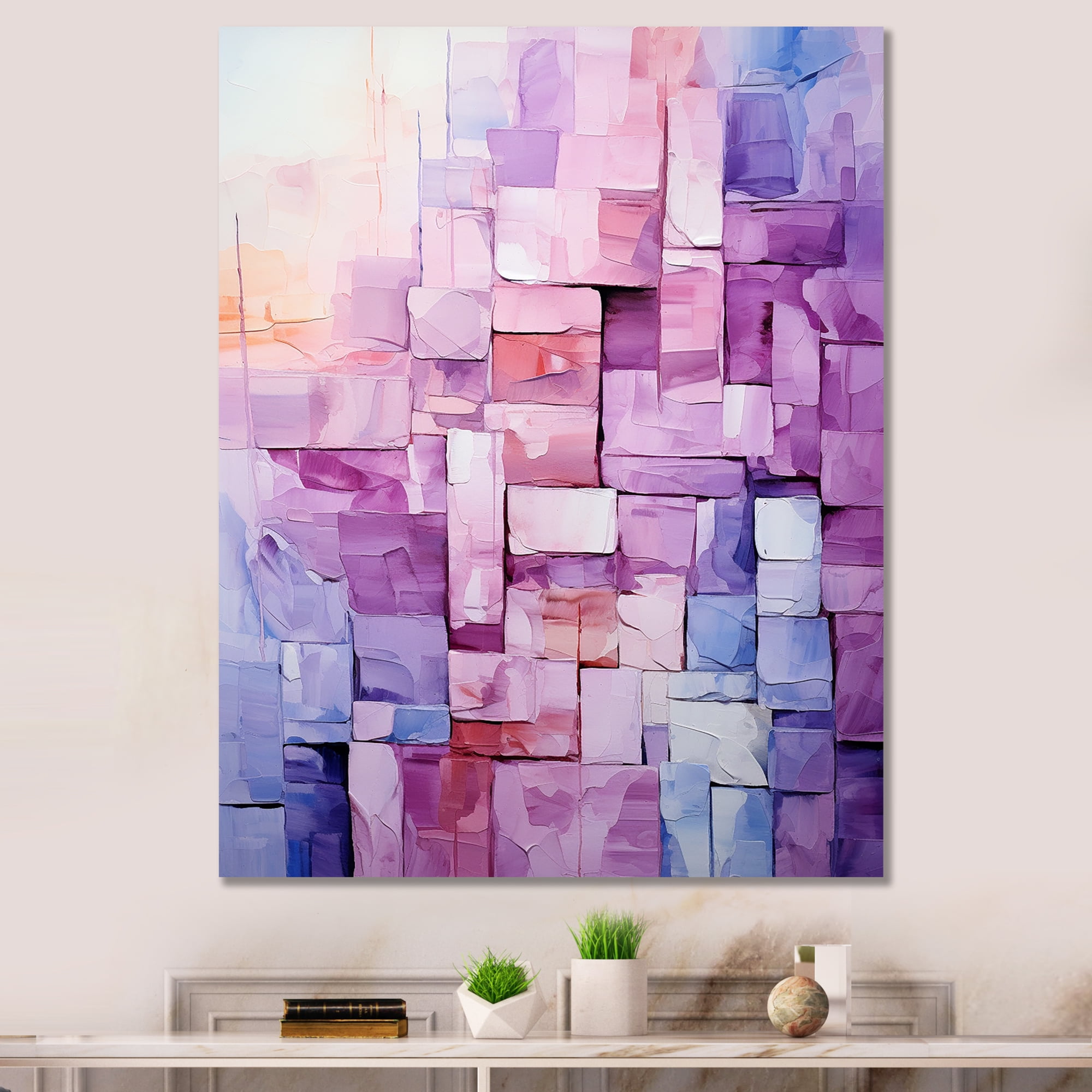 Designart "Abstract Shapes With Lilac Lattices I" Abstract Shapes Wall ...