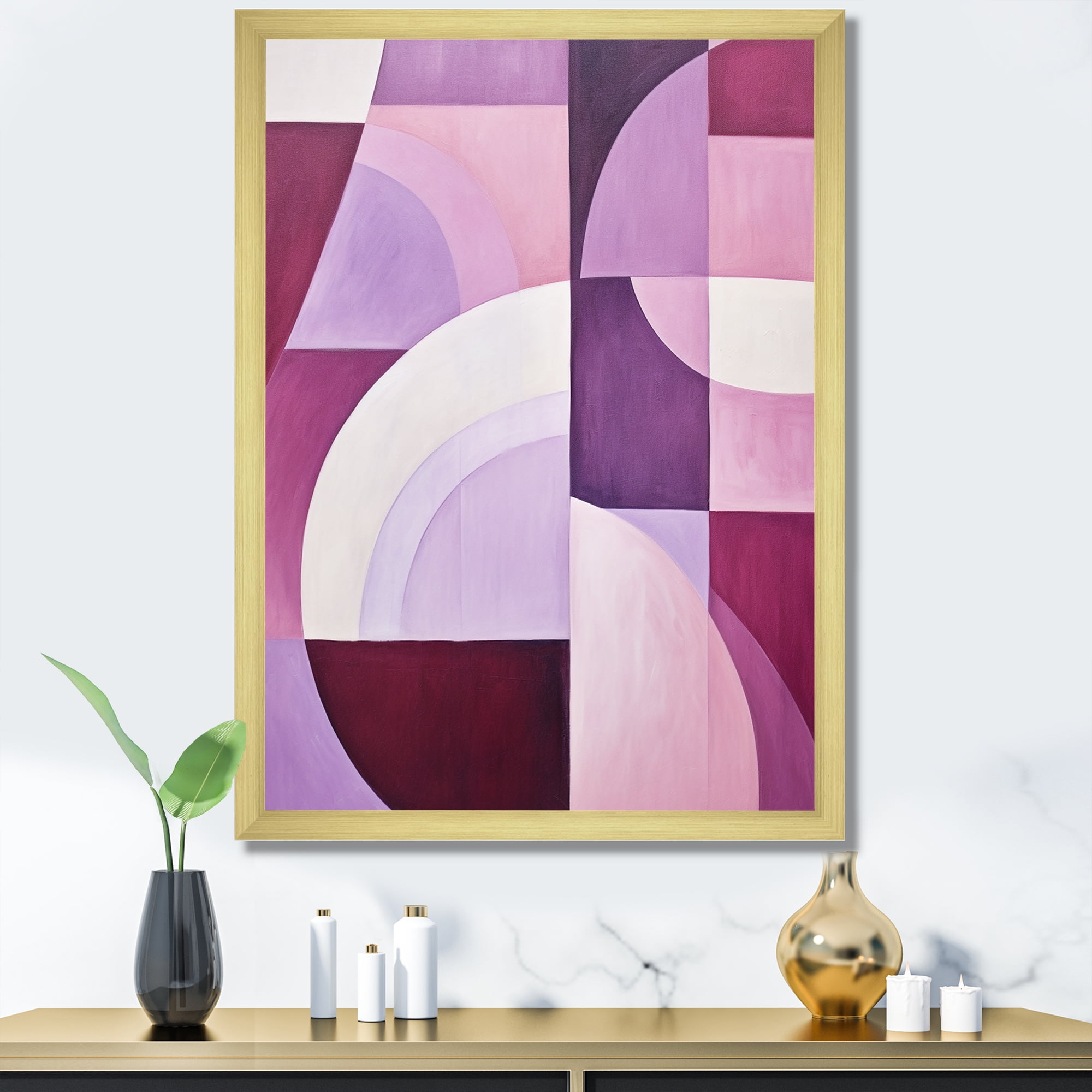 Designart "Abstract Shapes With Mauve Motion" Abstract Shapes Picture ...