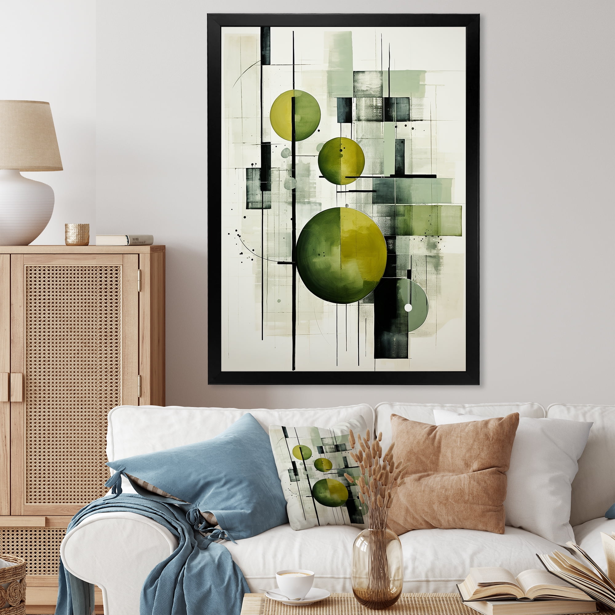 Designart "Abstract Shapes With Olive Orbits" Abstract Shapes Picture ...