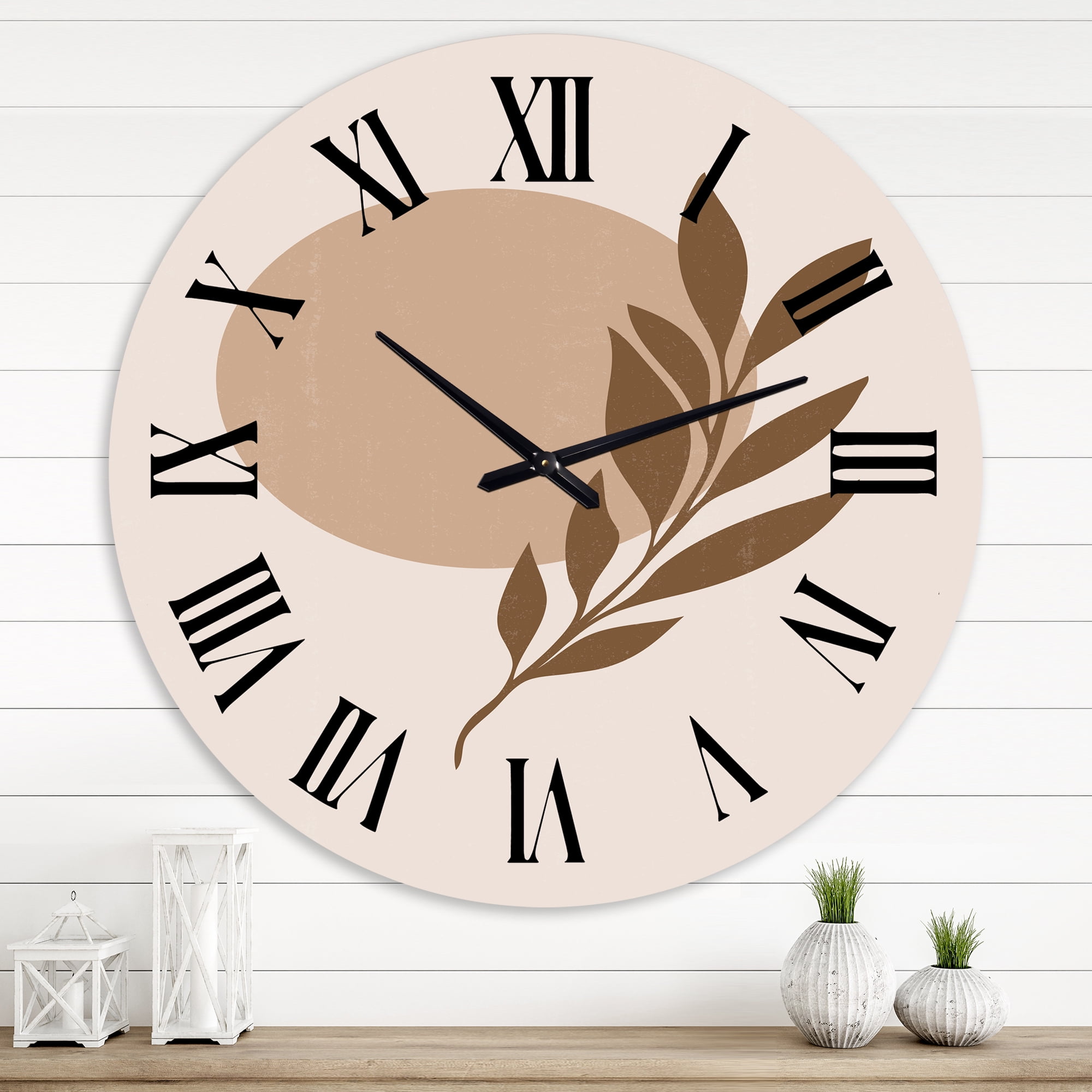 Designart 'Abstract Terracotta Sun & Moon With Tropical Leaf' Modern ...