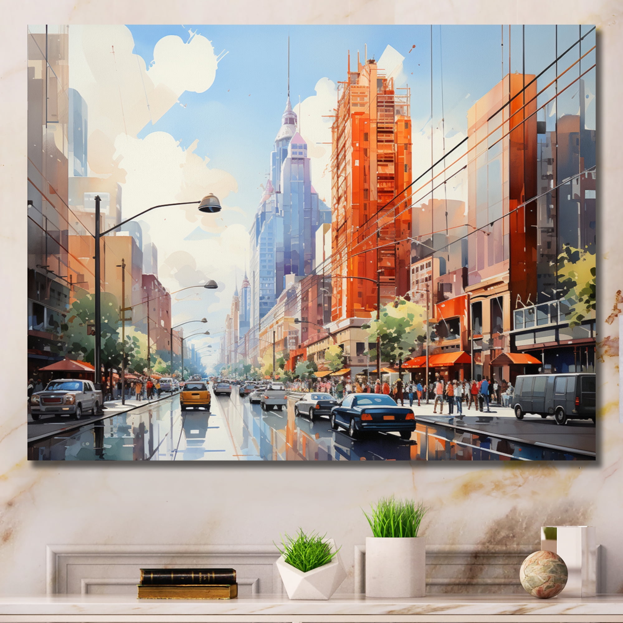 Designart "Abstract Towers Skyward Euphony" Cityscapes Wall Decor ...