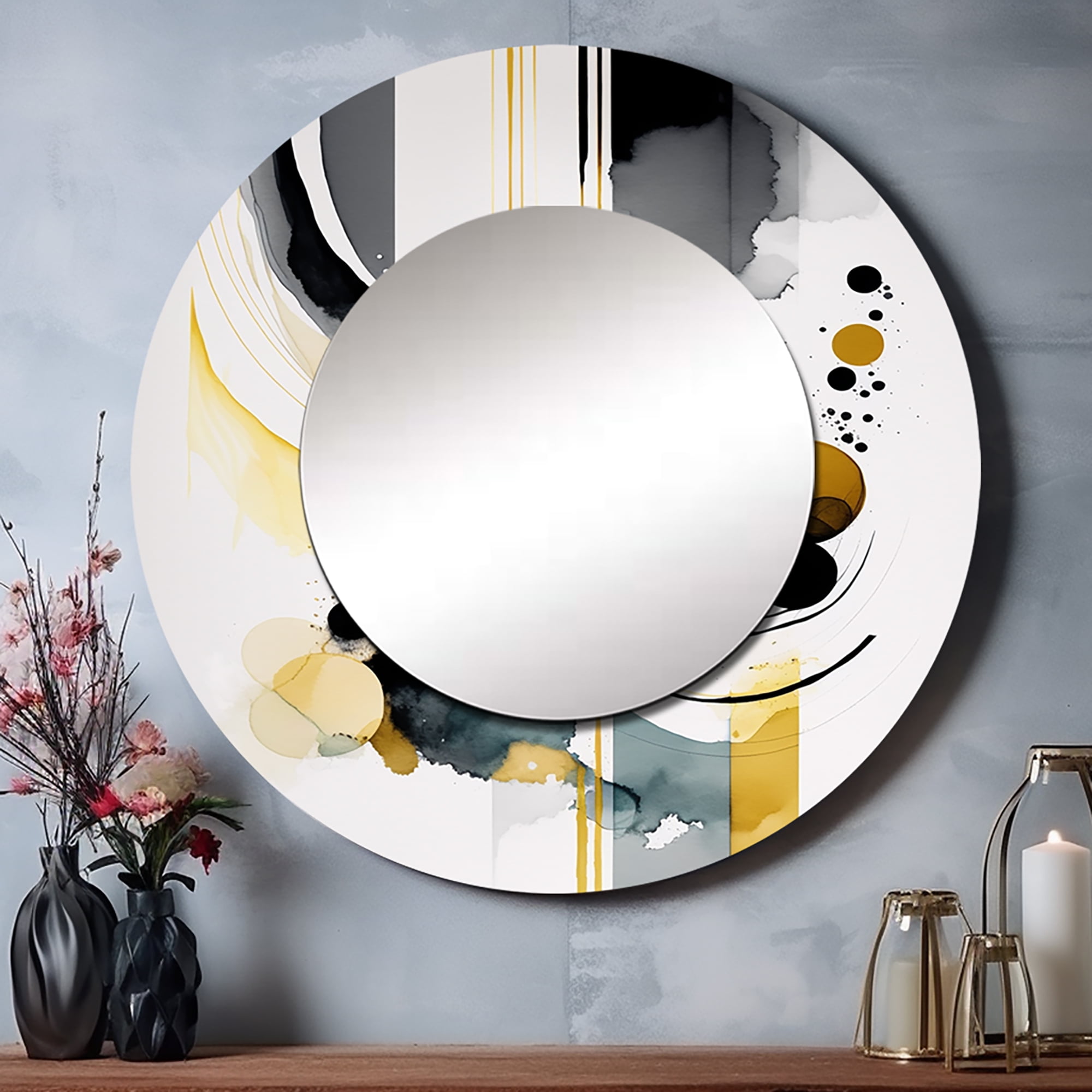 Designart "Abstract Transitional Forms I" Animals Rund Mirror For Wall ...