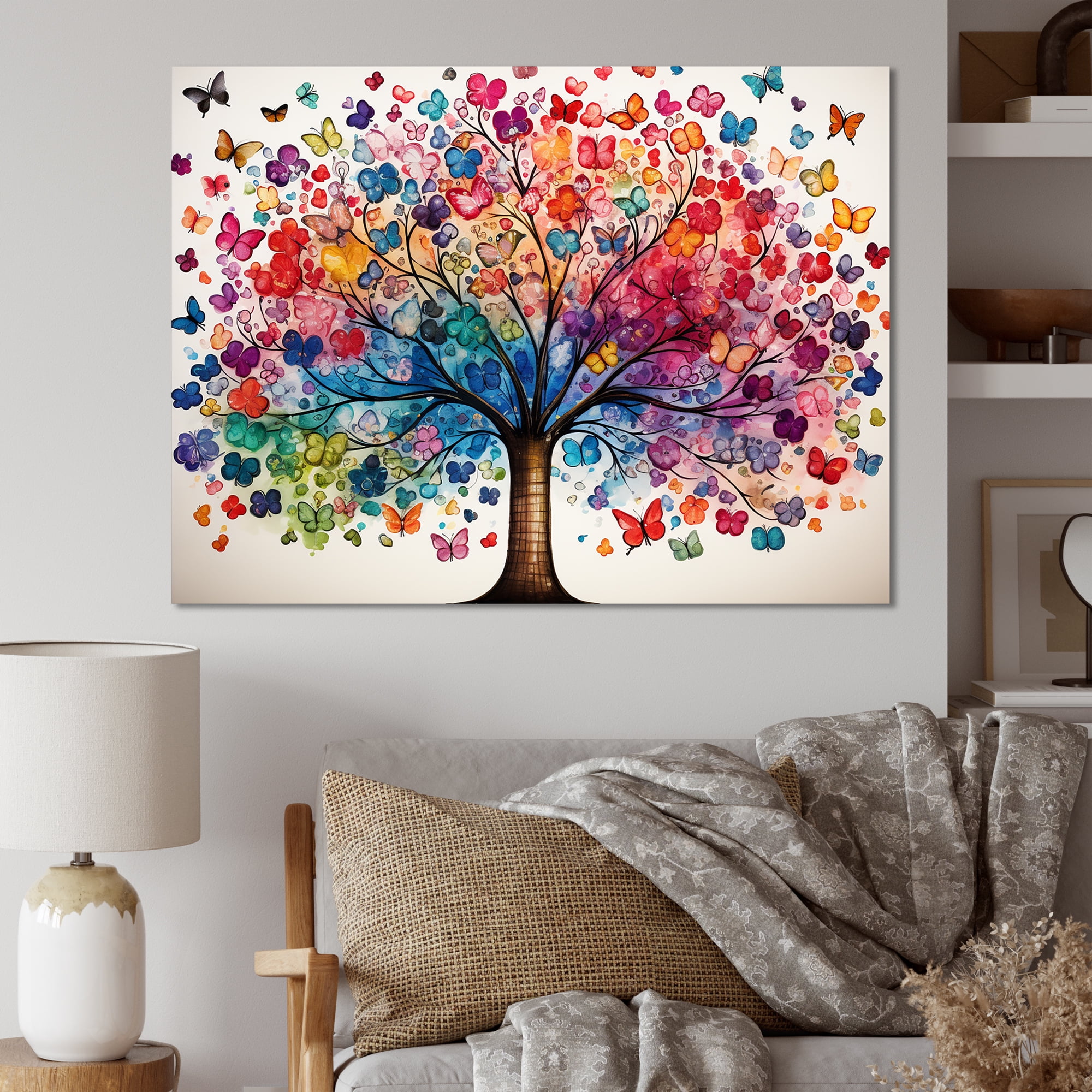 Designart "Abstract Tree in Colorful Style II" Extra Large Floral Wall ...