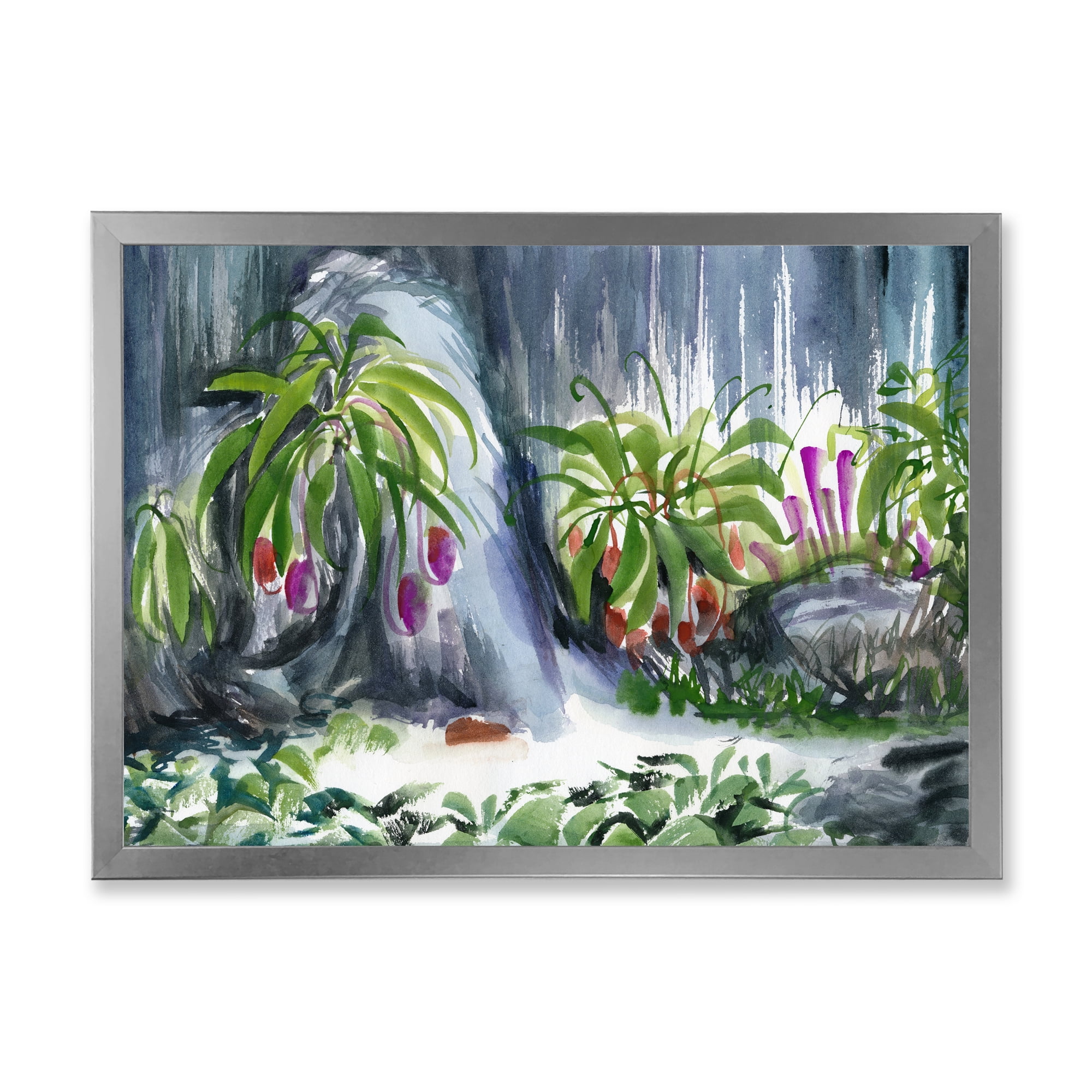 Designart 'Abstract Tropical Plants Oasis' Farmhouse Framed Art Print ...