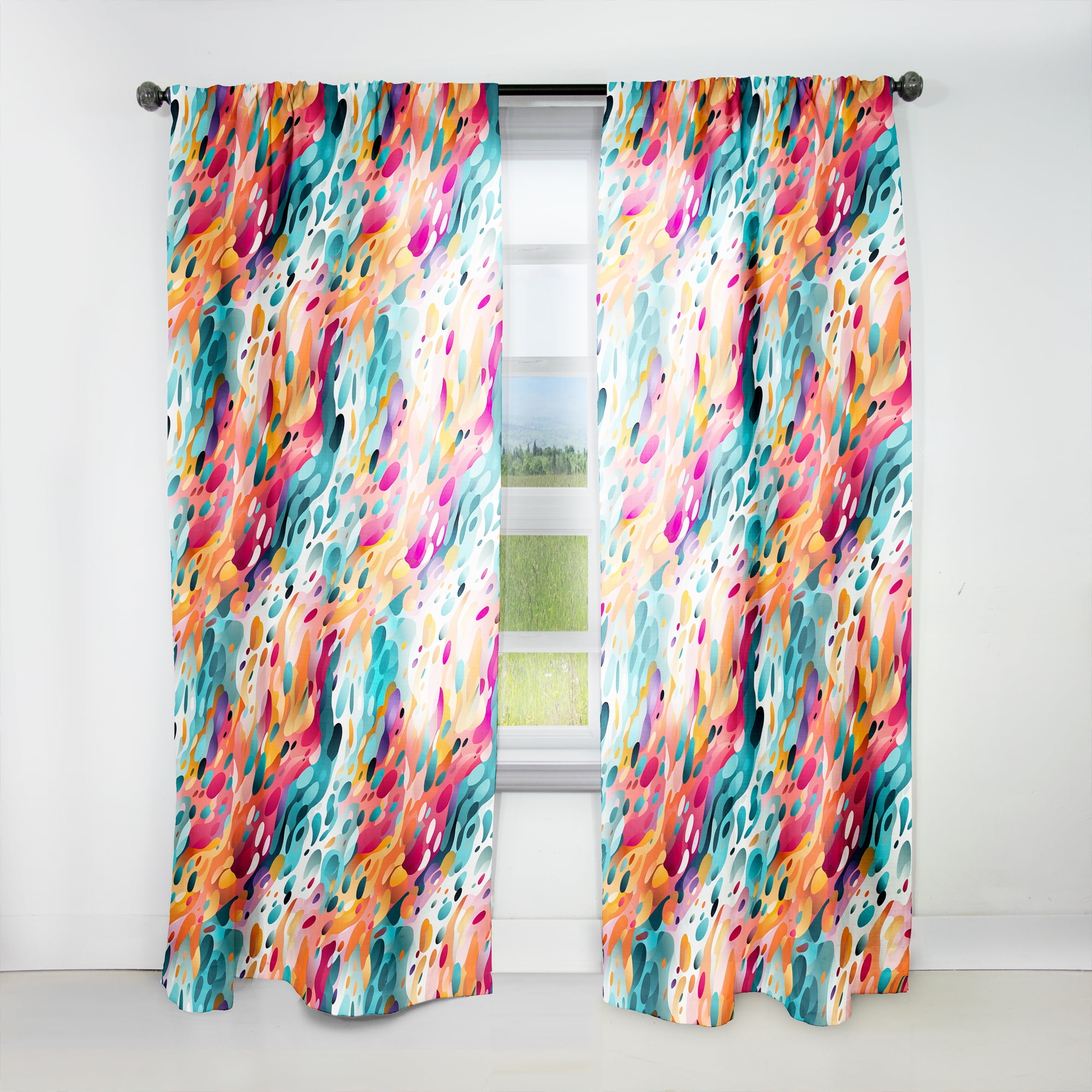 Designart "Abstract Wilderness in Hues I" Abstract Room Darkening ...
